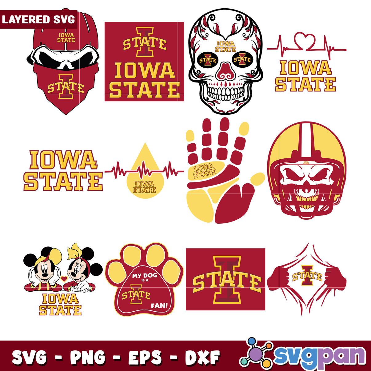Iowa State SVG Bundle Layered Designs – svgpan