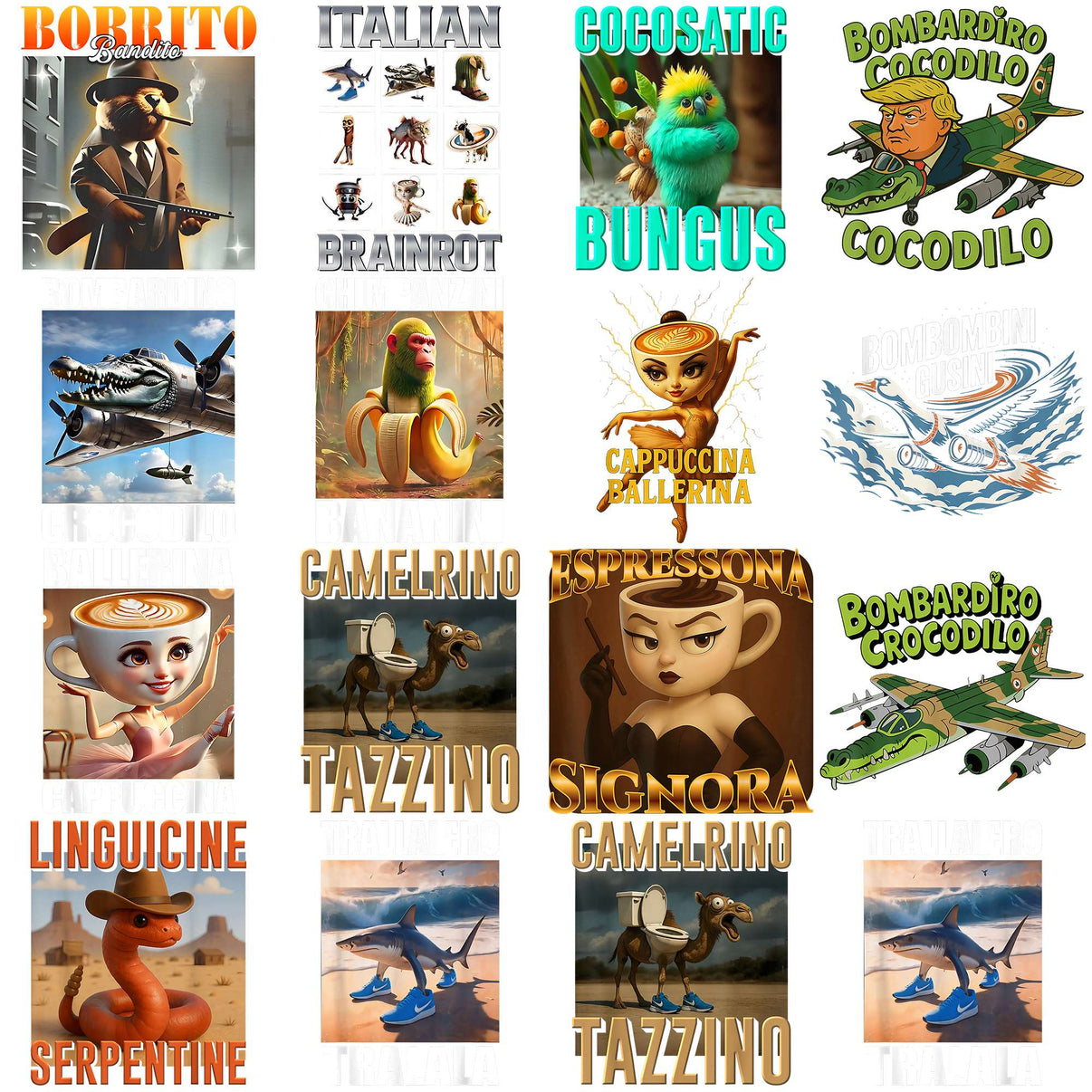 Italian Brainrot png bundle, brainrot png, italian brainrot characters ...