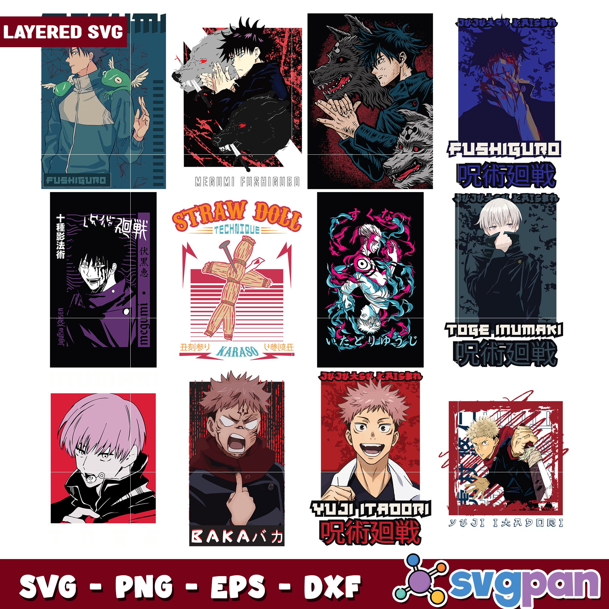 JJK Anime Layered SVG Bundle – svgpan