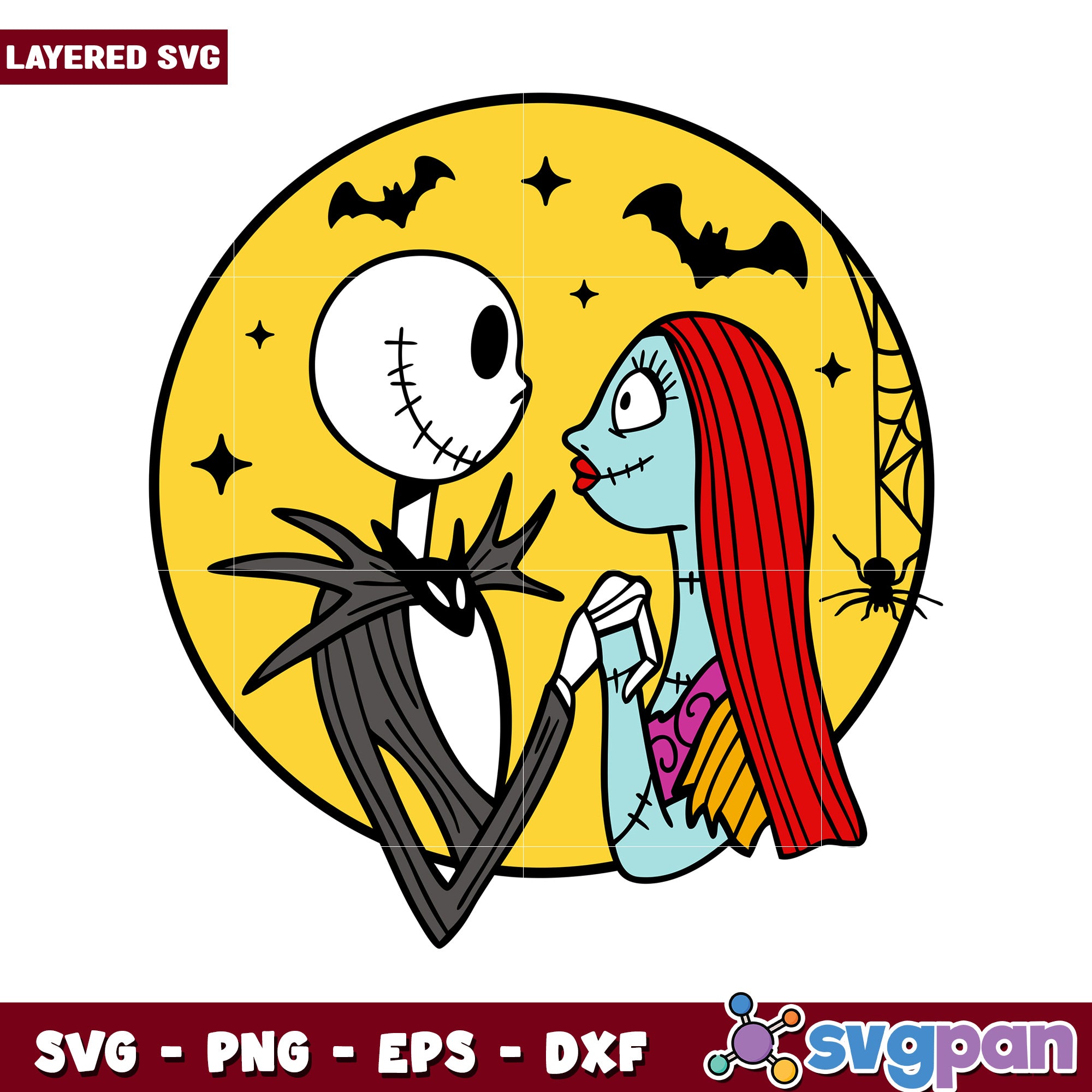 Jack and Sally SVG design, perfect for Halloween crafts and decor – svgpan