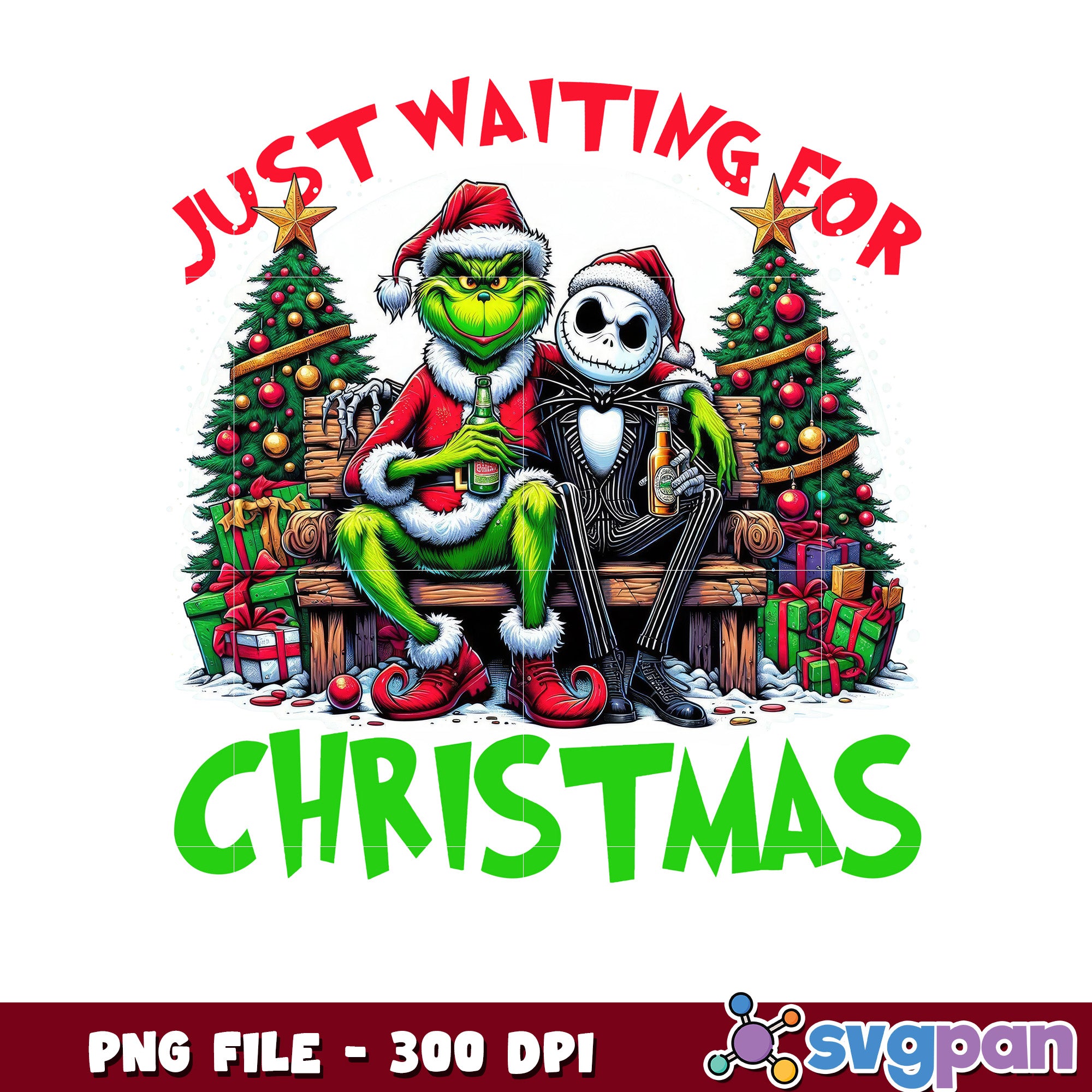 Jack and grinch waiting png, winter season png, grinch 2025 png – svgpan
