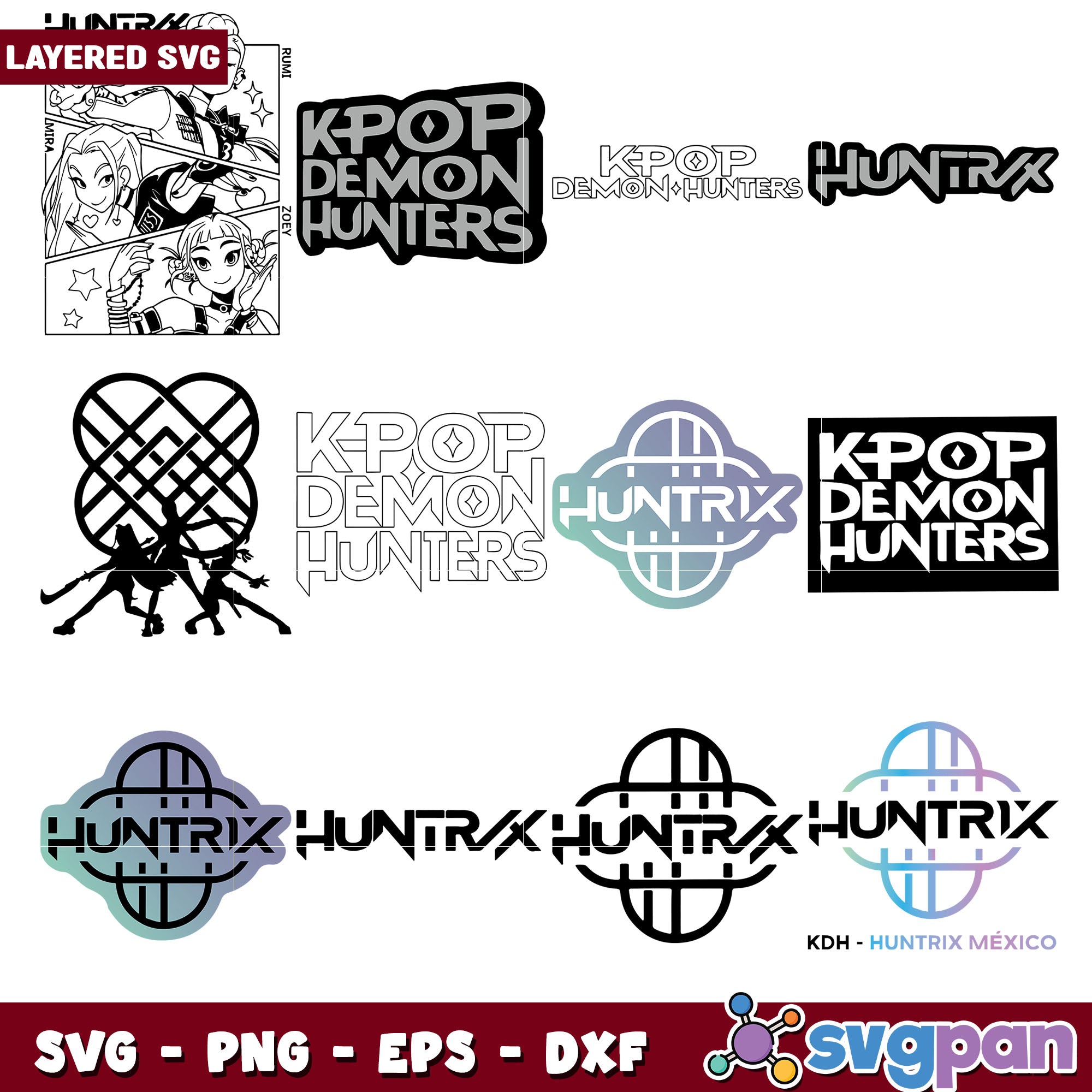 Kpop huntrix logo svg bundle, huntrix logo svg, kpop demon hunters svg ...
