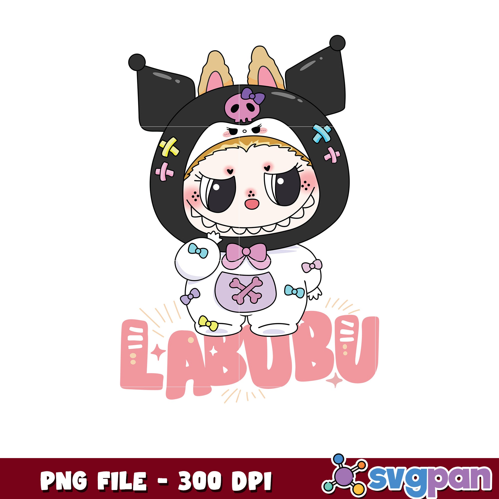Labubu PNG Cute Kawaii Cartoon Character 300 DPI – svgpan