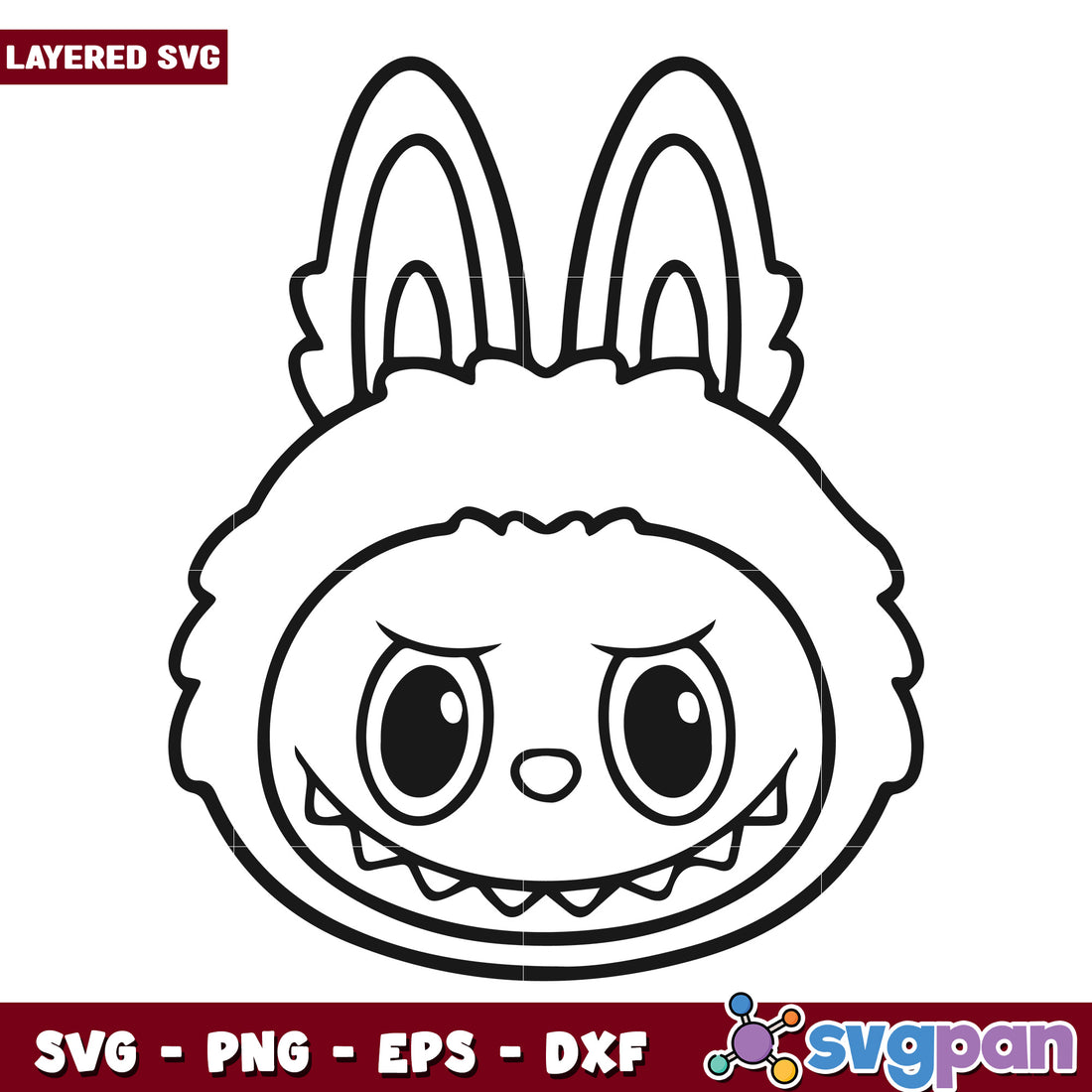 Labubu head svg, labubu art svg, hehe labubu svg – svgpan