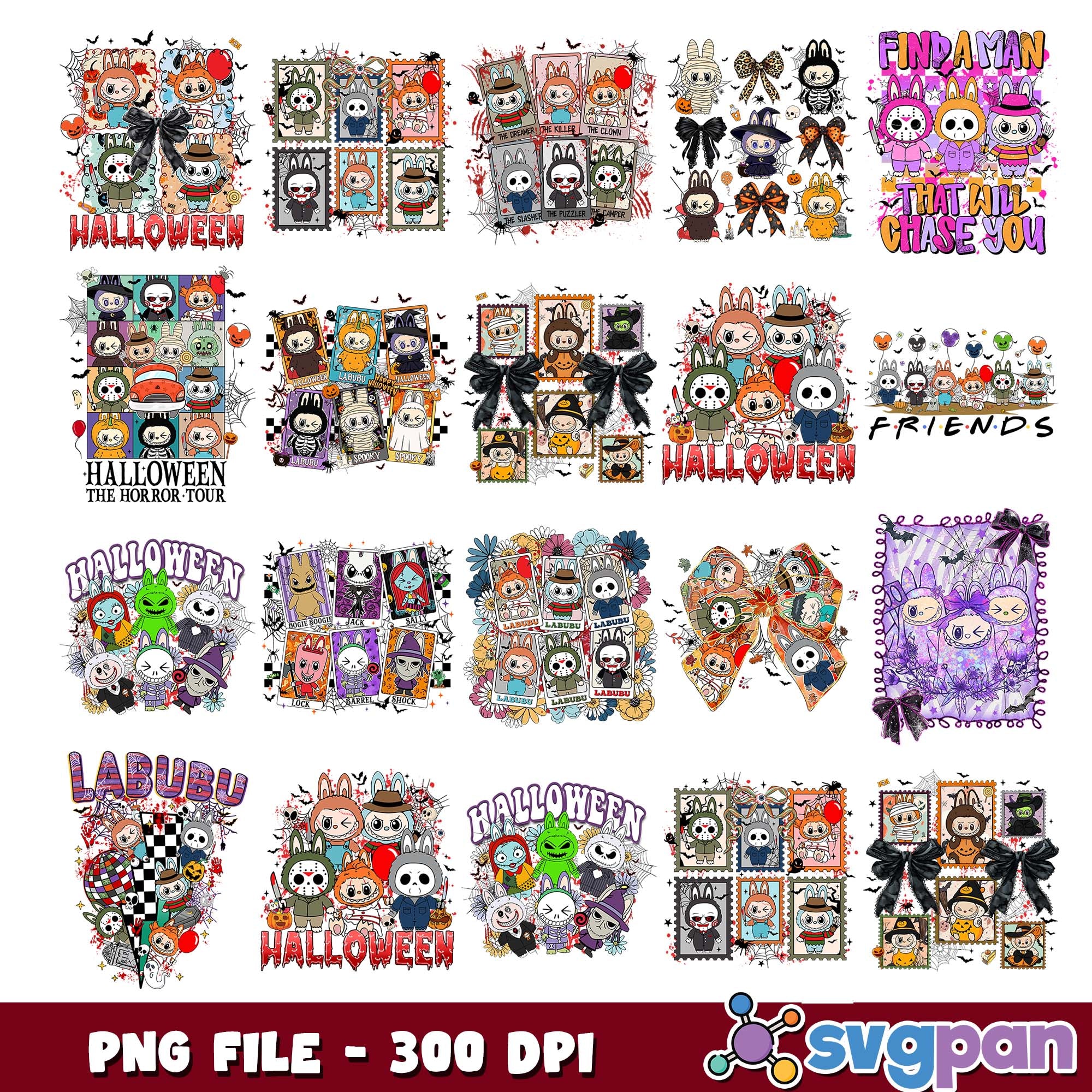 Labubu horror tour png bundle, halloween costumes png, labubu doll png ...