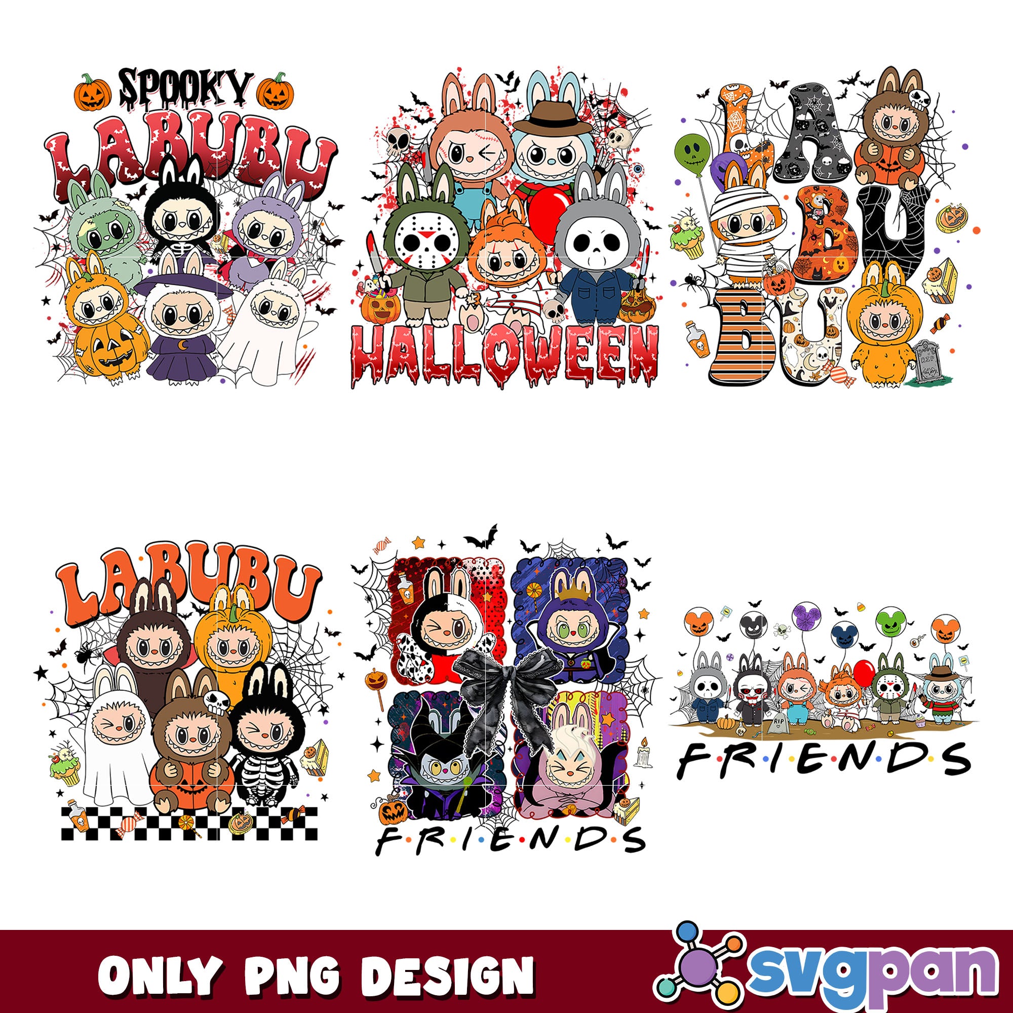 Labubu killer friends png bundle, horror movies png, labubu original p ...
