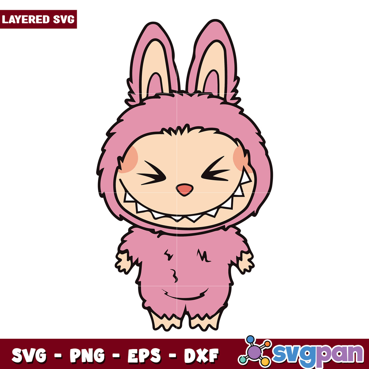 Labubu pink smile svg, big labubu svg, labubu monster svg – svgpan