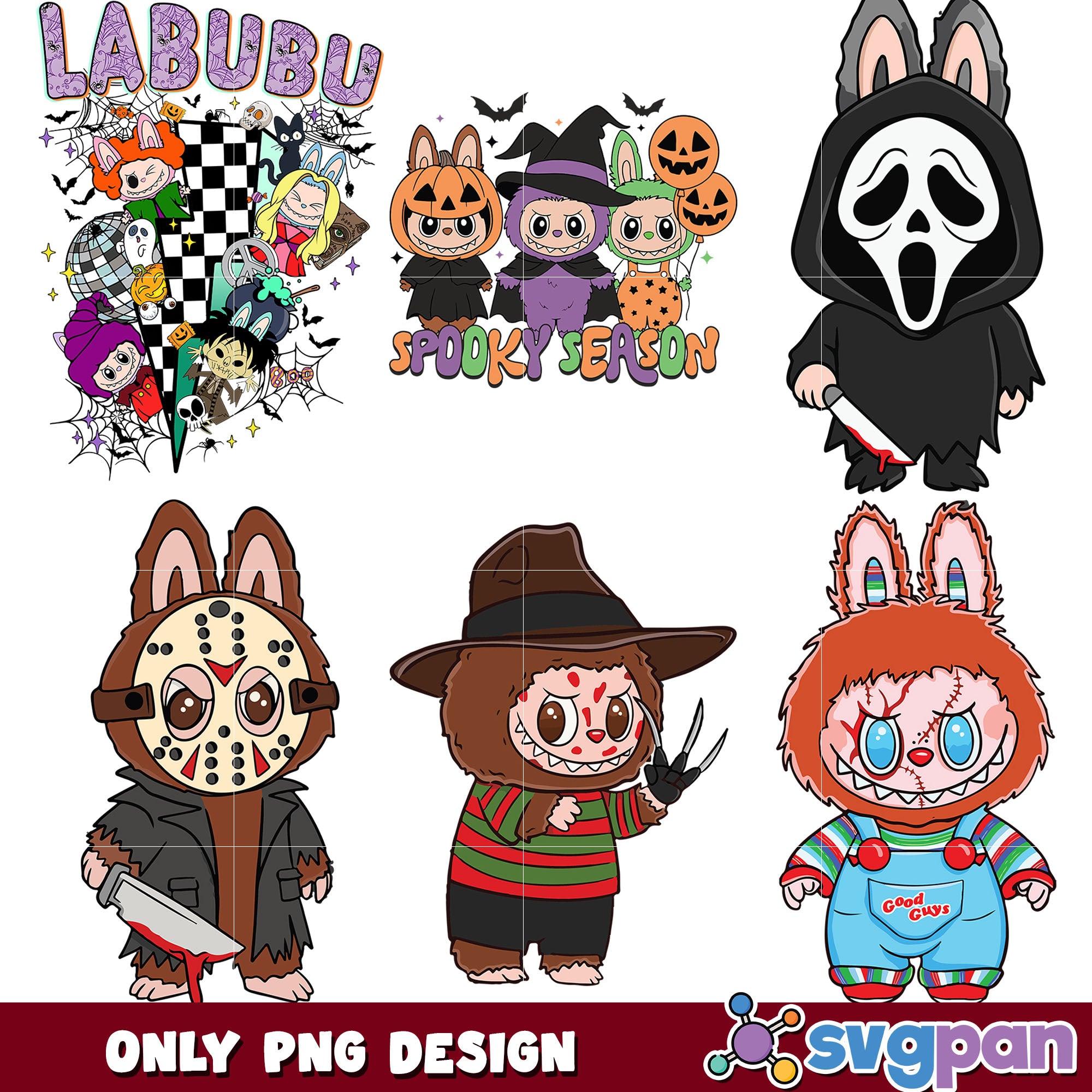 Labubu the killer png bundle, halloween ends png, labubu blind box png ...