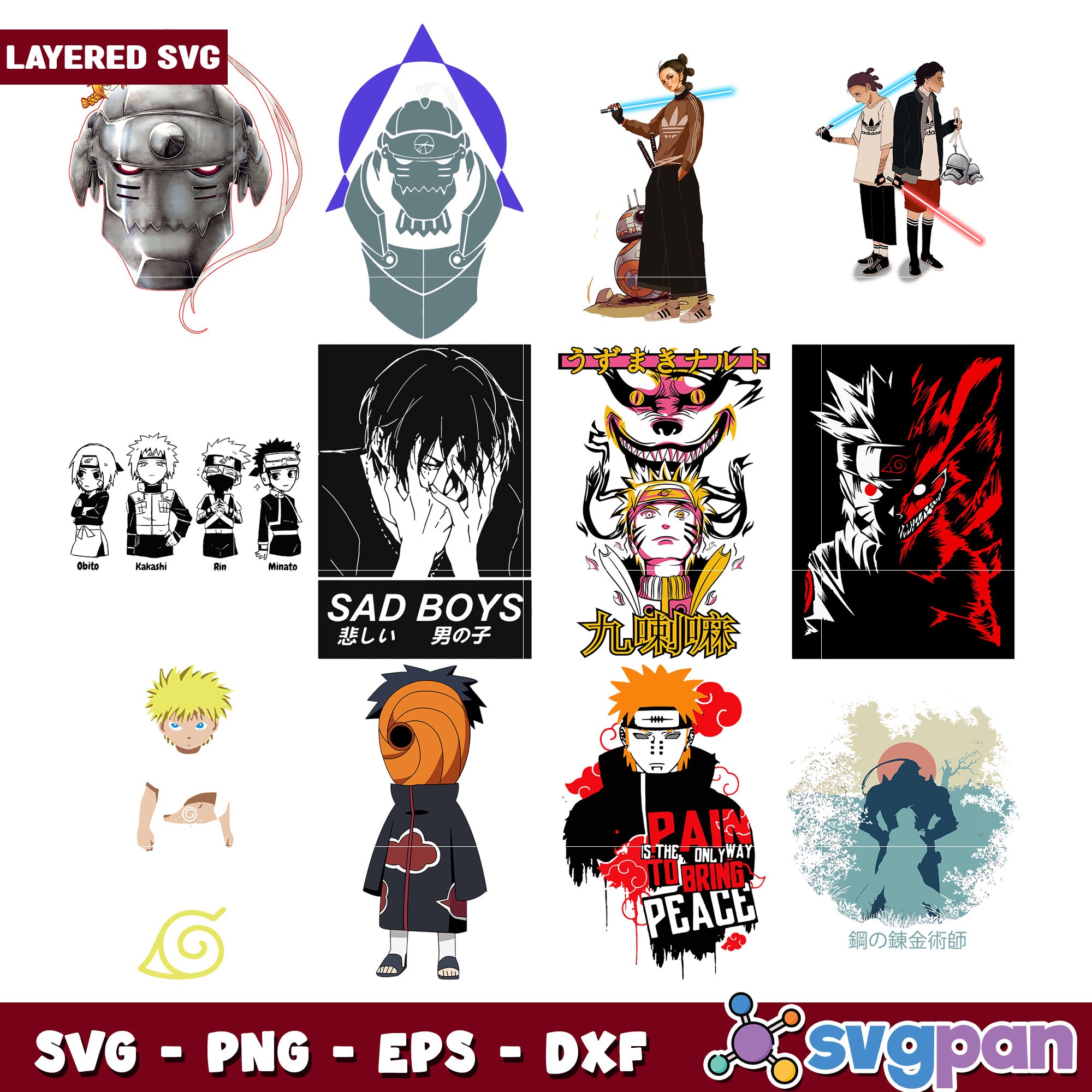 Layered Anime SVG Bundle for Creative Projects – svgpan