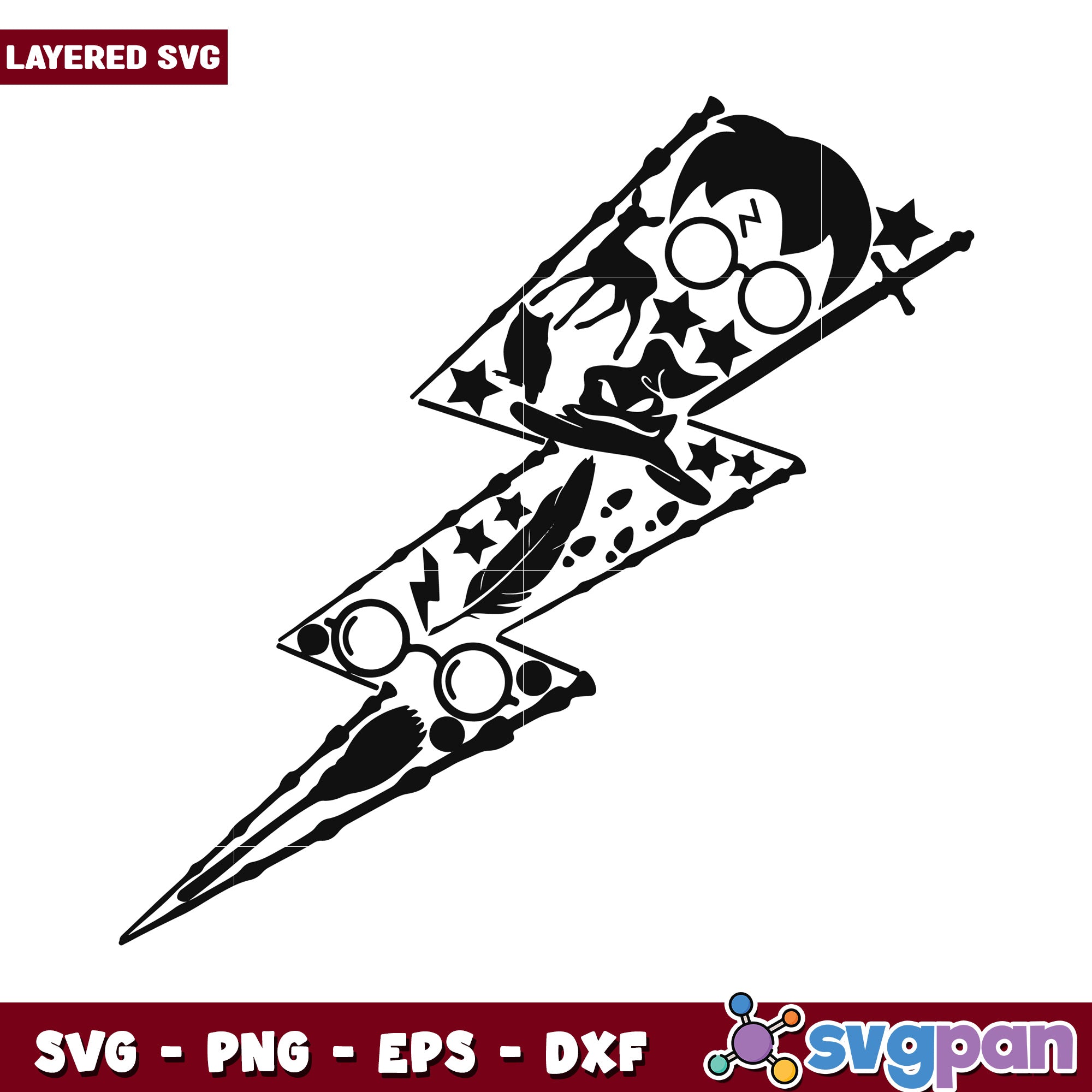 Layered Lightning Bolt SVG Design, Perfect for Craft Projects – svgpan