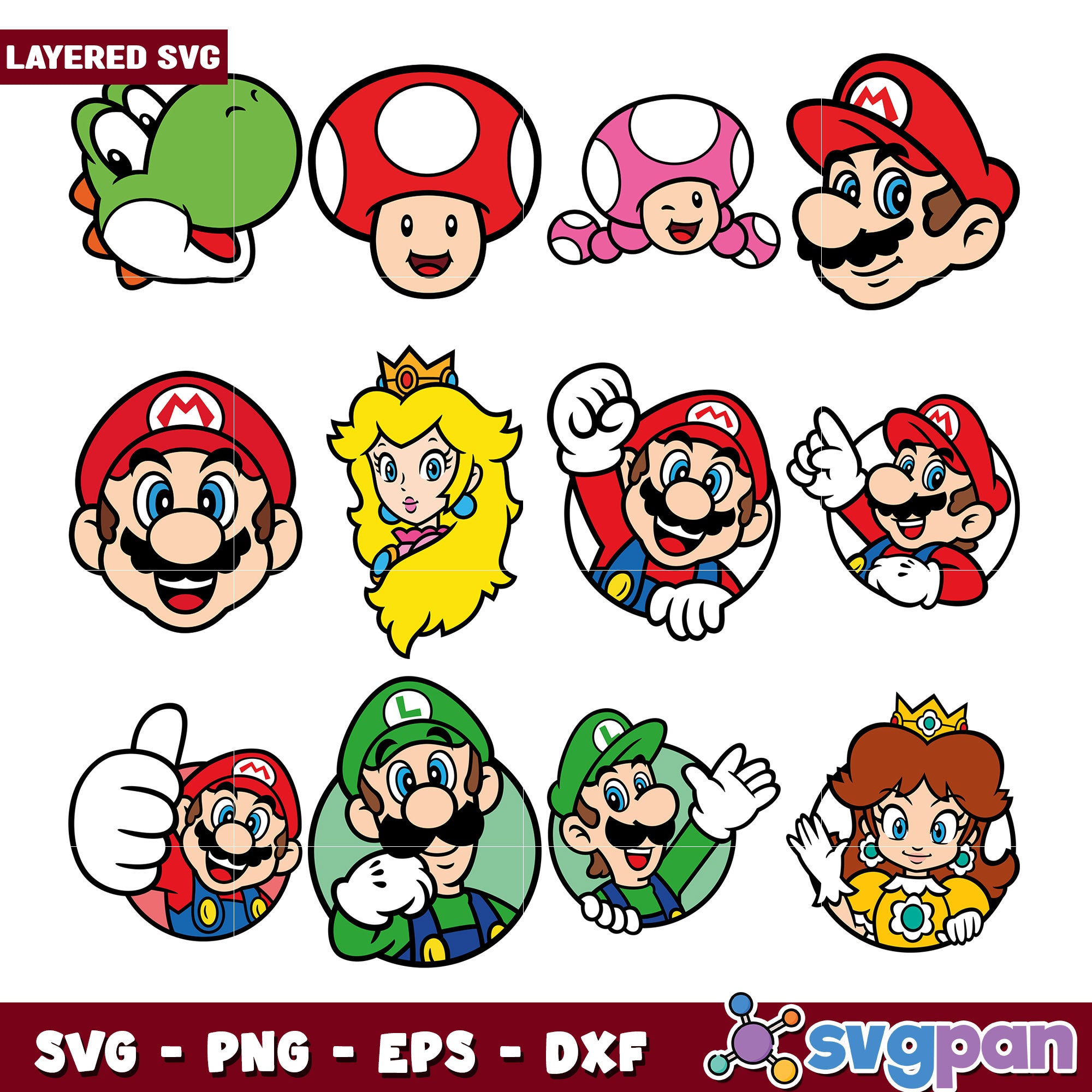 Layered Mario SVG Bundle – svgpan