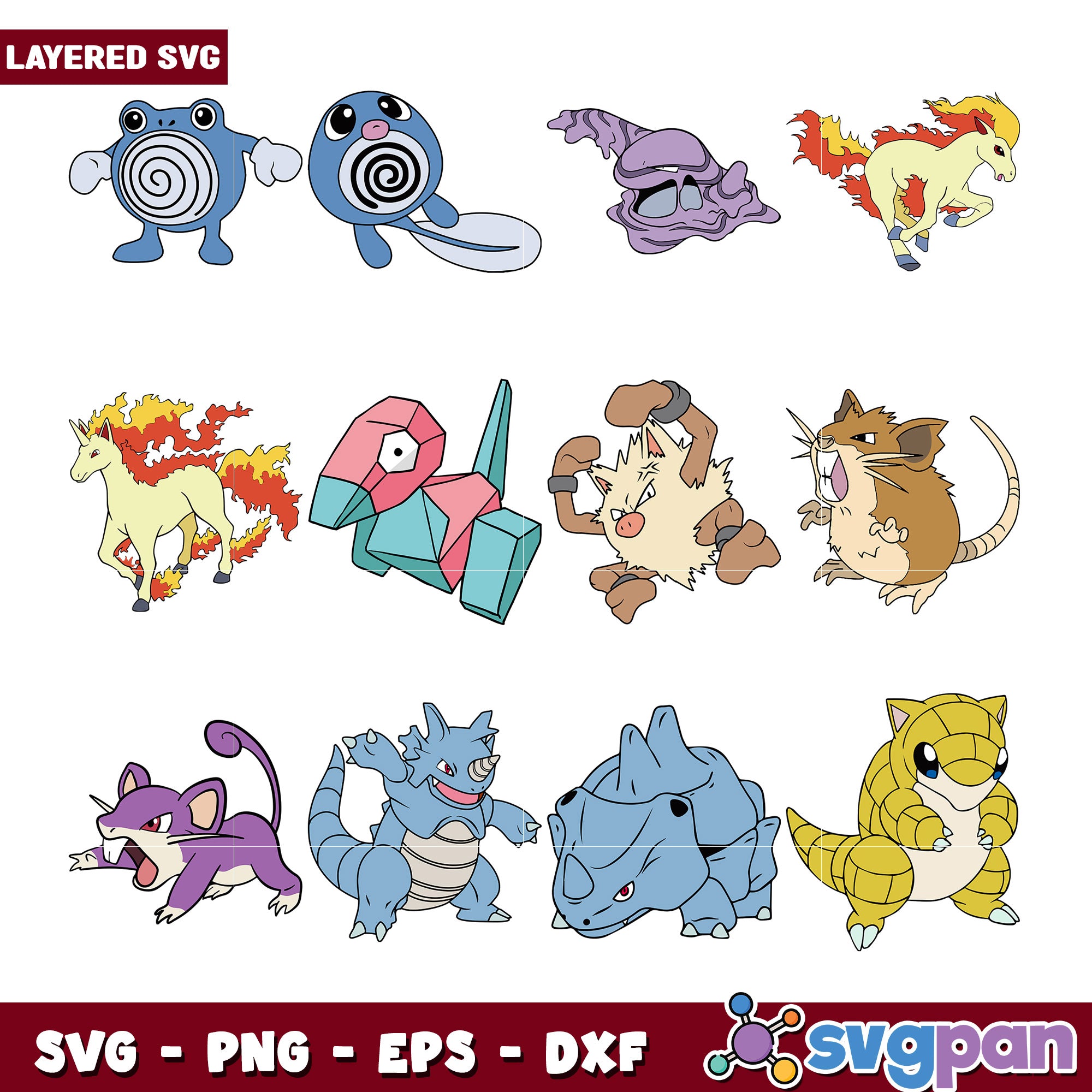 Layered Pokemon SVG Bundle for Crafting Projects – svgpan