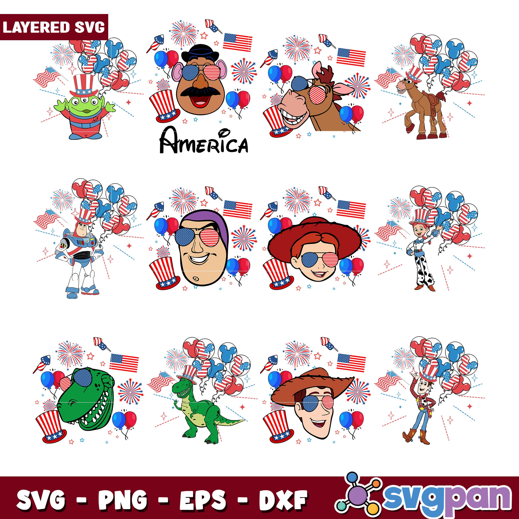 Layered SVG Bundle Fun America Celebration Collection – svgpan