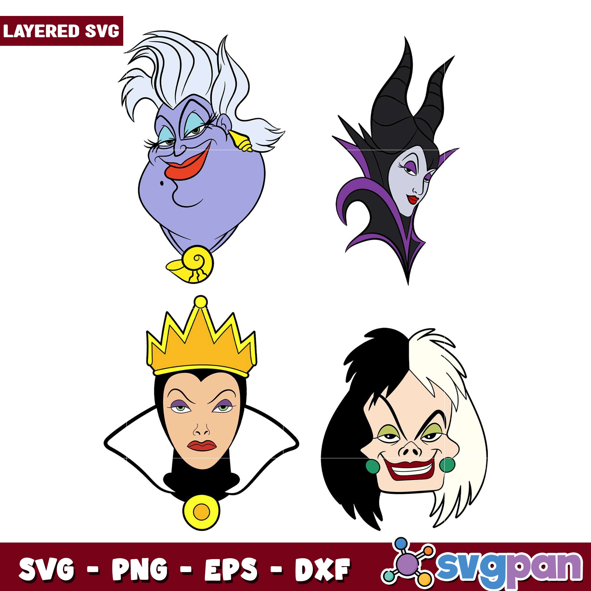 Layered SVG Bundle of Iconic Villain Designs – svgpan
