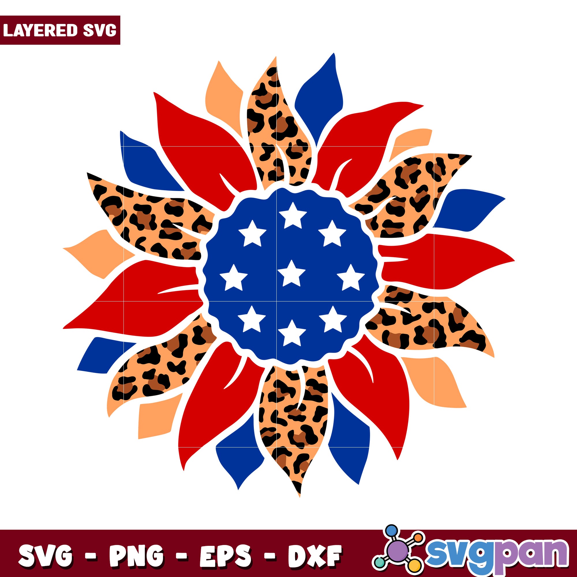 Layered SVG Flower Design with Stars, Perfect for Crafting Projects ...