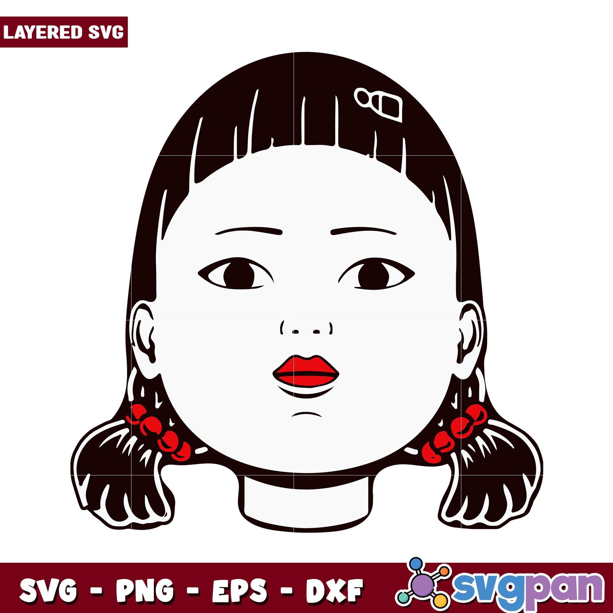 Layered SVG Girl Face Design, Perfect for Craft Projects and Print – svgpan