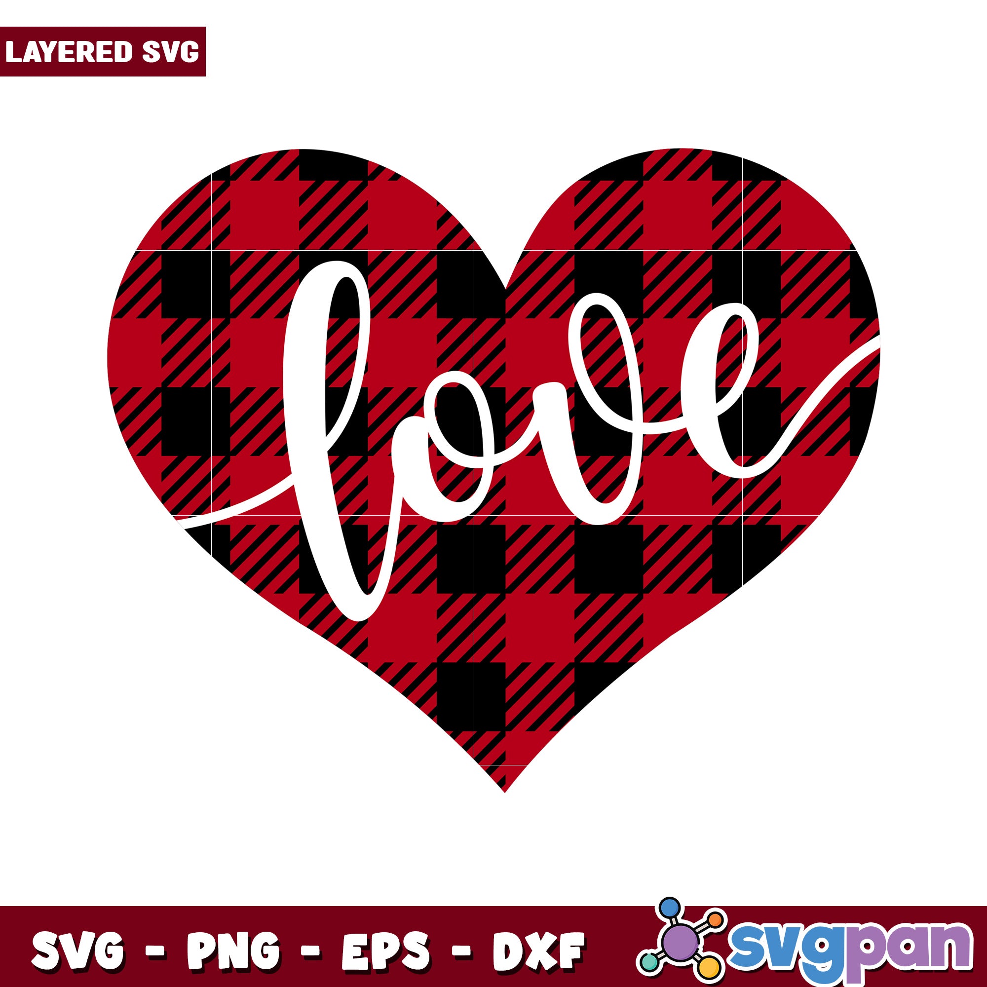 Layered SVG Heart Design with Love Text, Perfect for Crafts and Gifts ...