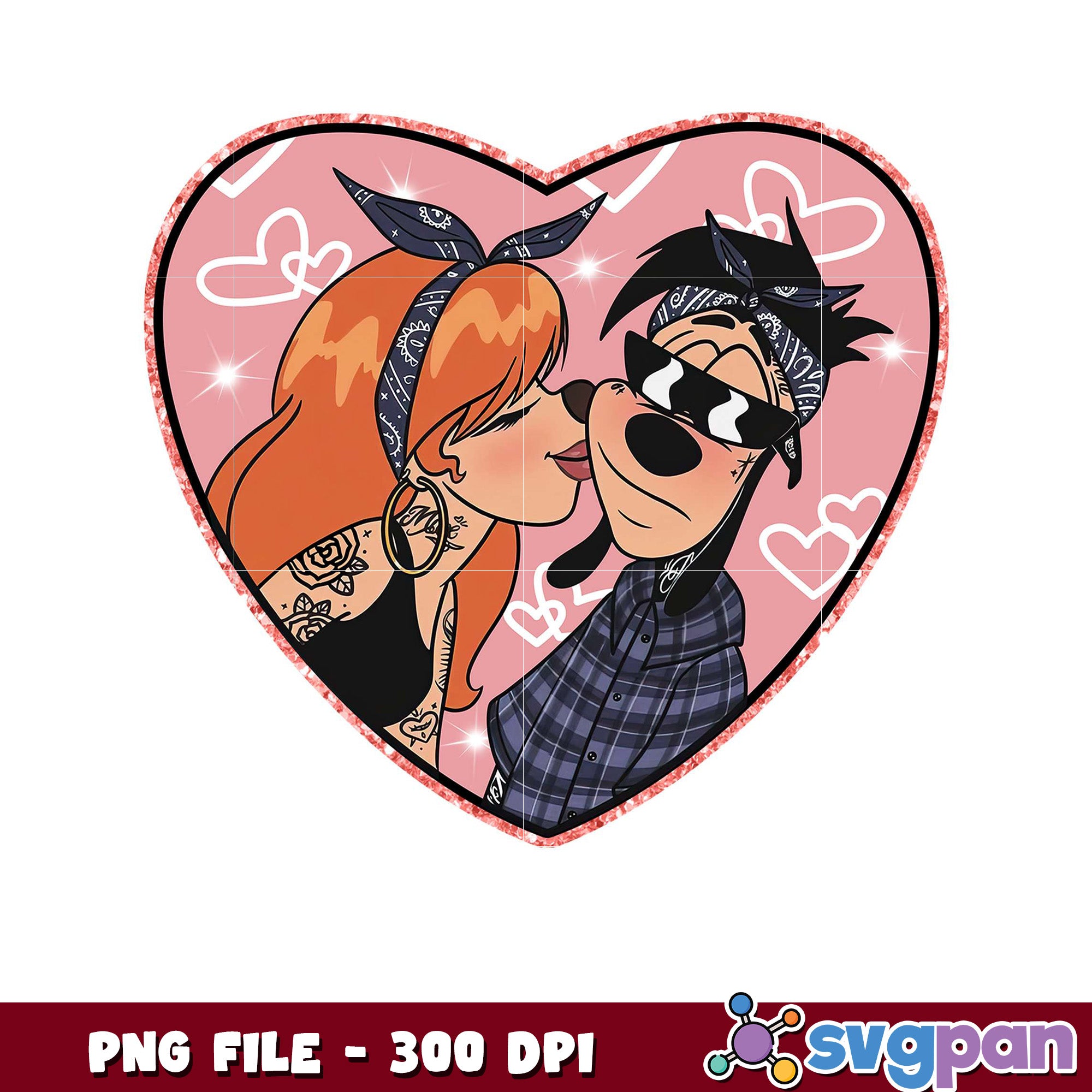 Loving couple in heart design for digital downloads, PNG file availabl ...