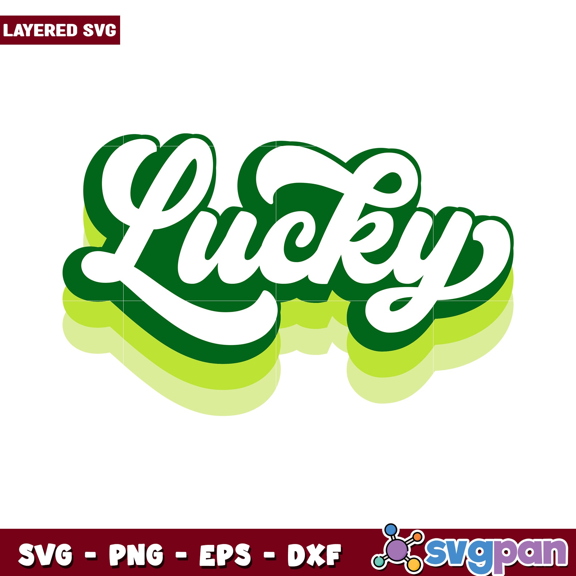 Lucky layered SVG design for crafting projects, vibrant green colors e ...
