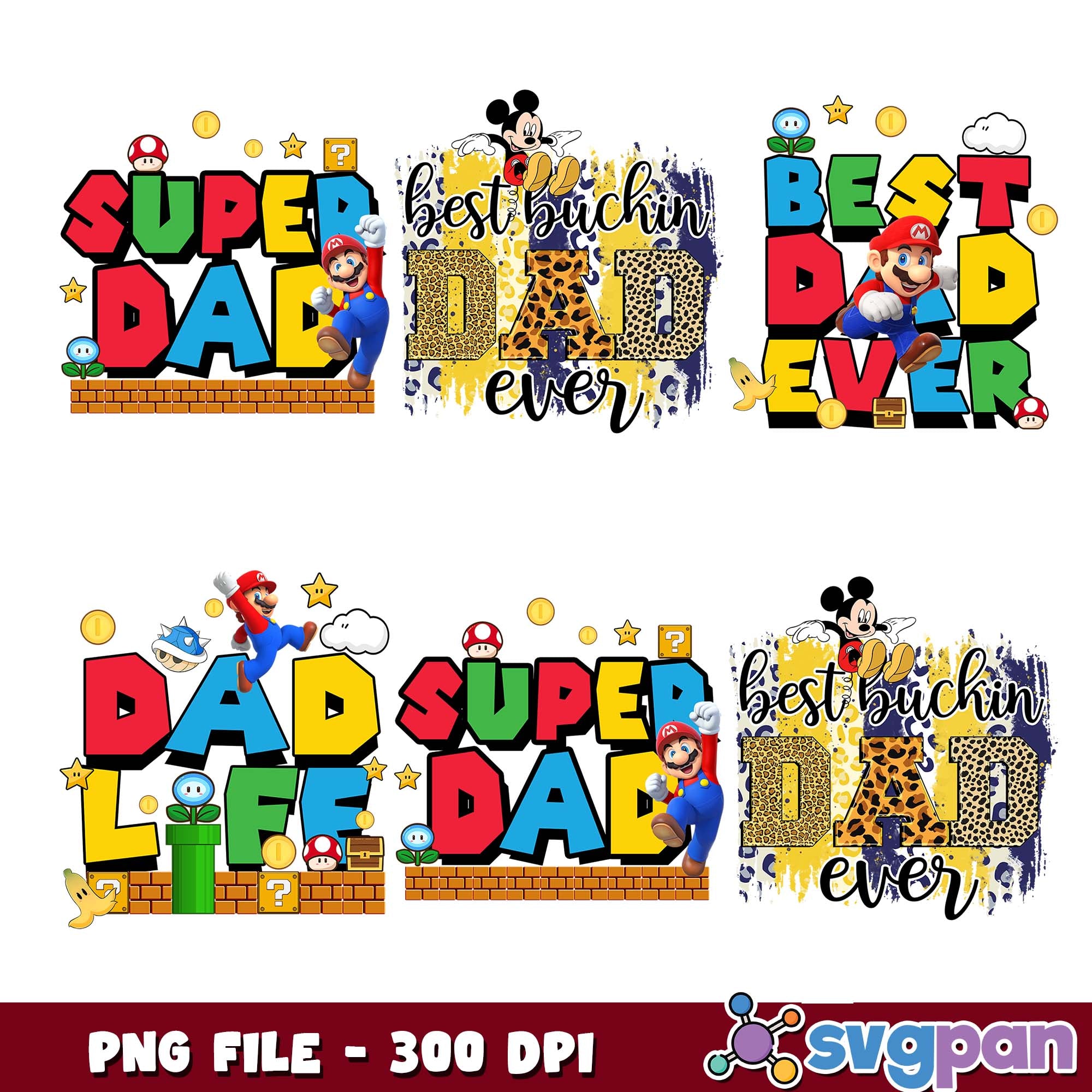 Mario dad life png bundle, father day png, super mario bros png – svgpan