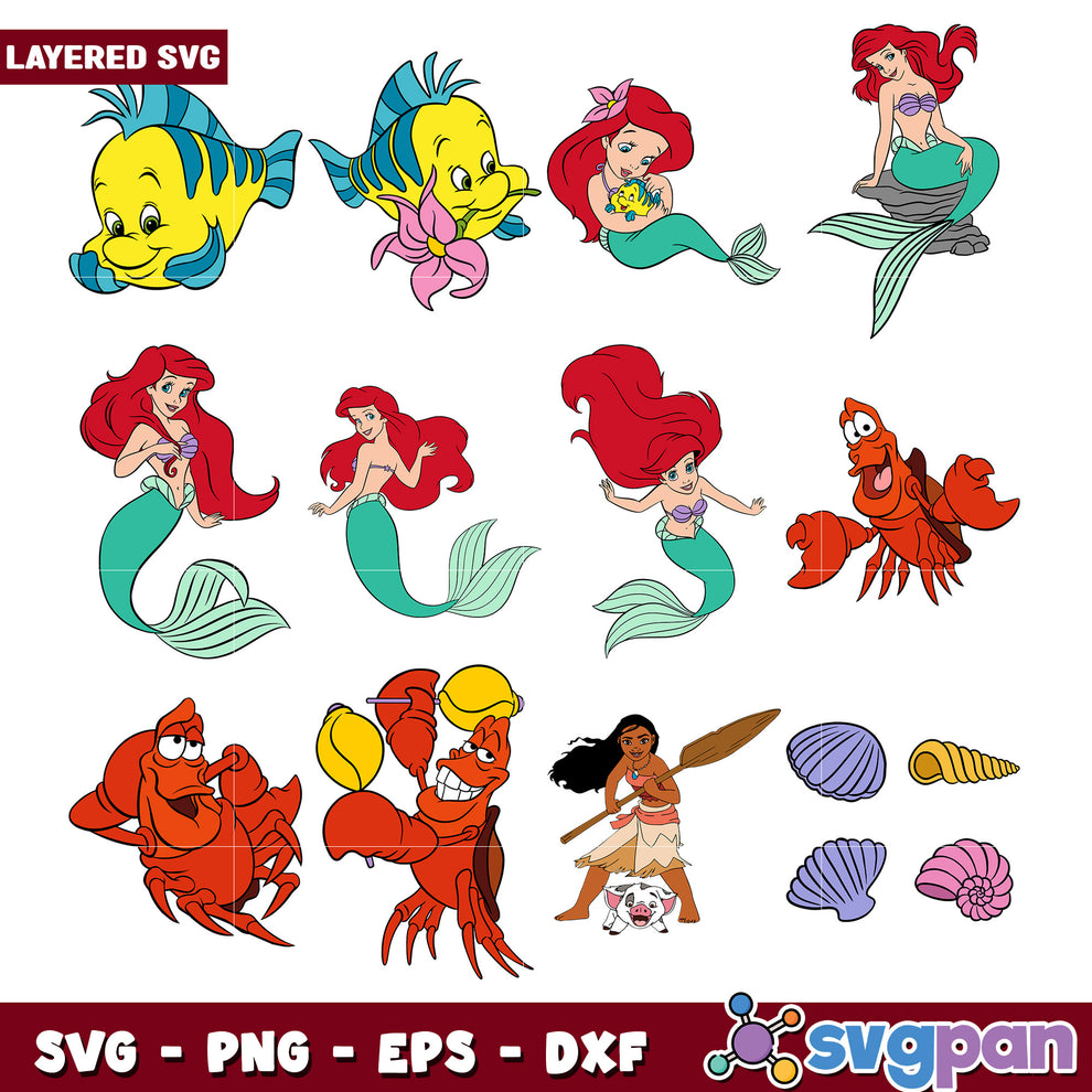Mermaid SVG Bundle Featuring Ariel and Friends – svgpan