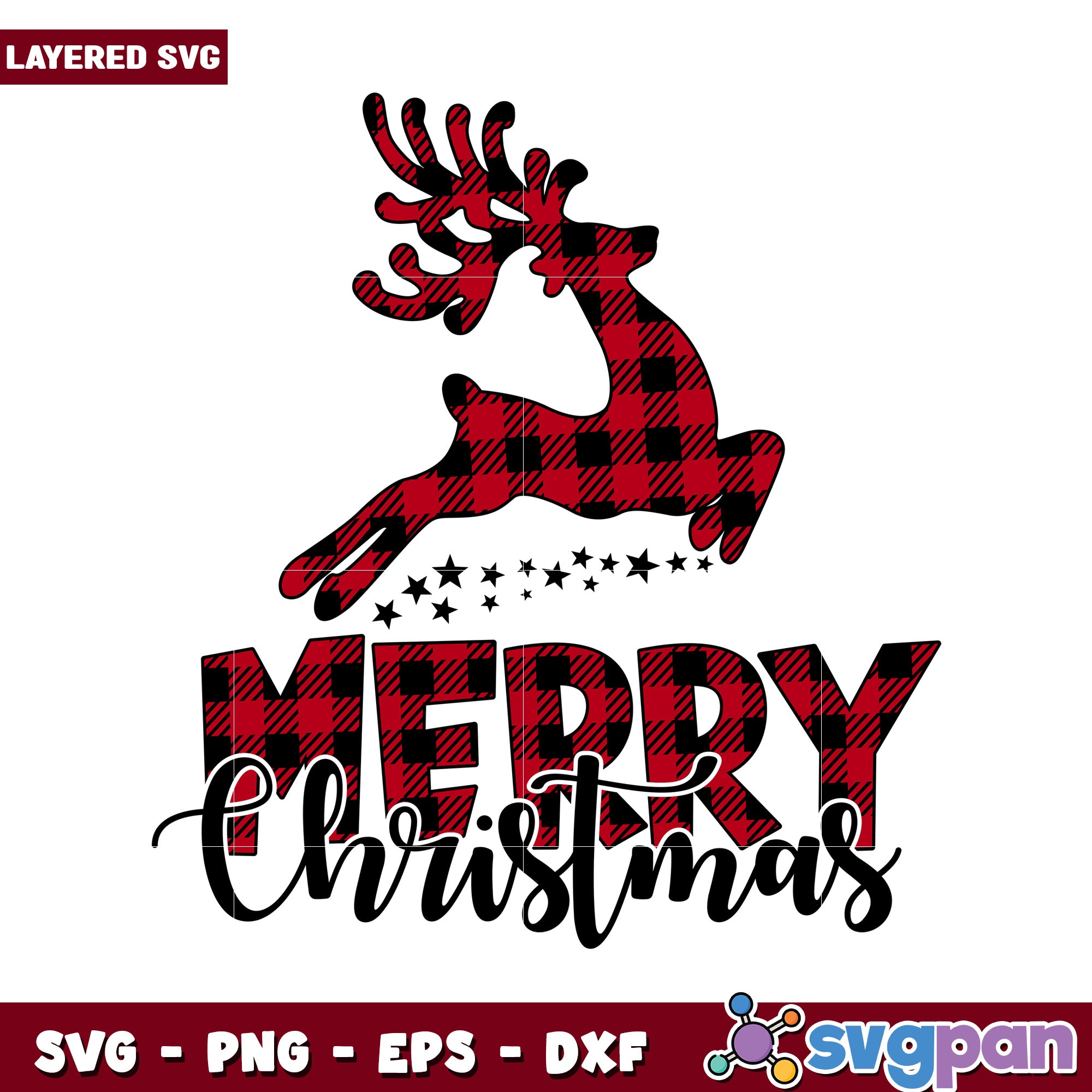 Merry Christmas Reindeer SVG Layered Design, Perfect for Holiday Craft ...