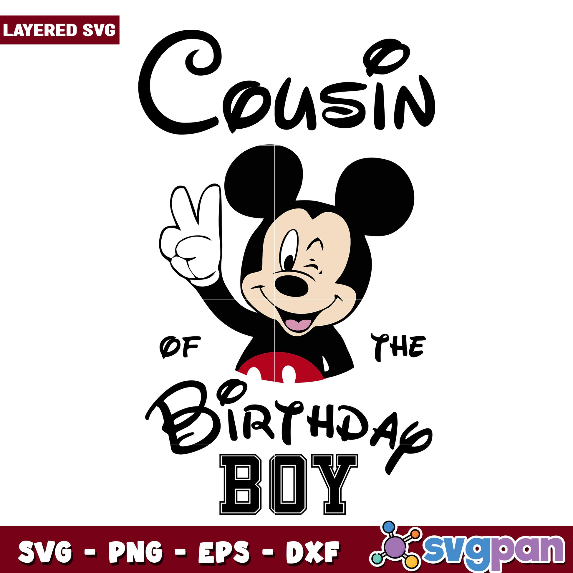 Mickey Mouse Birthday Cousin SVG – svgpan