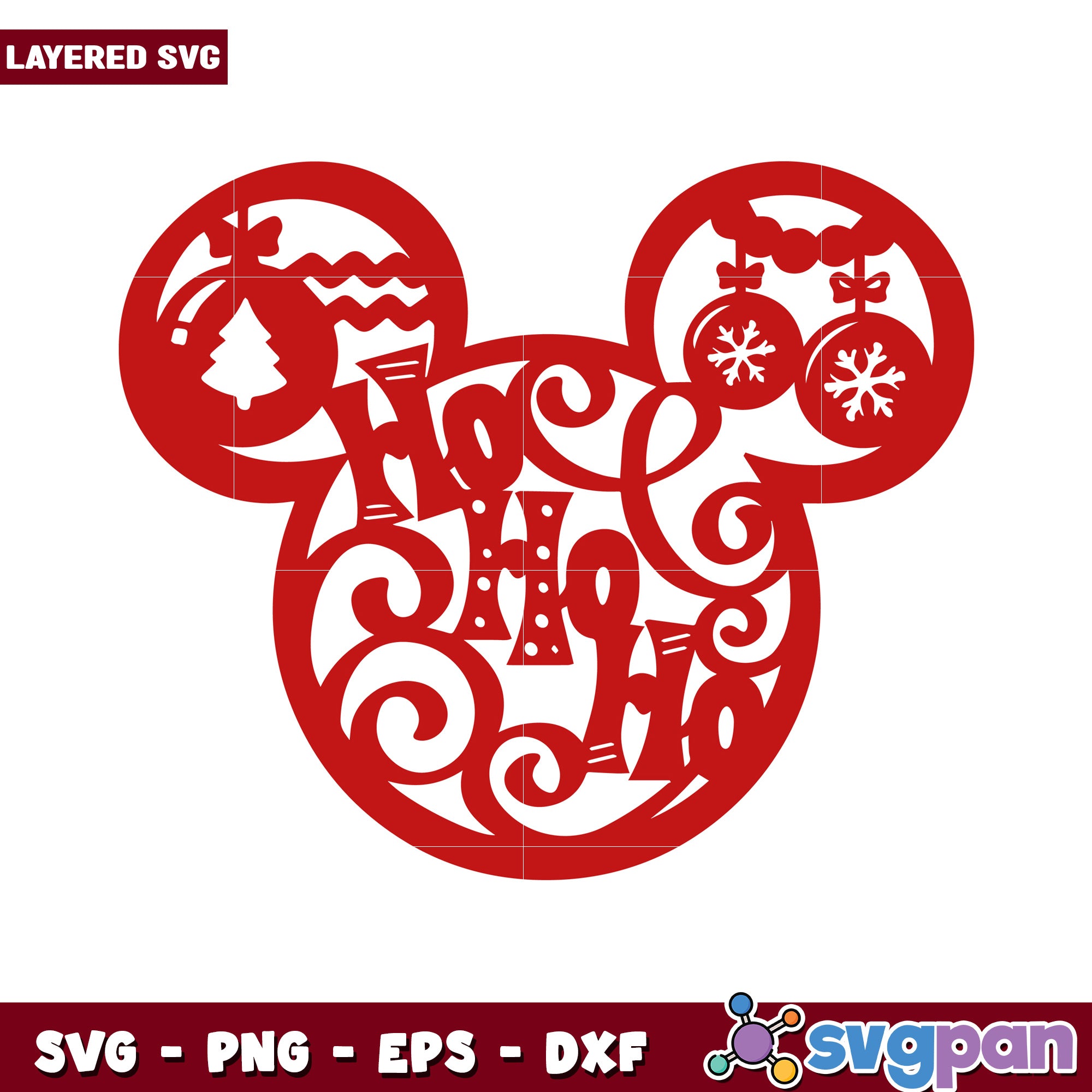 Mickey Mouse Christmas SVG design, perfect for holiday crafts – svgpan