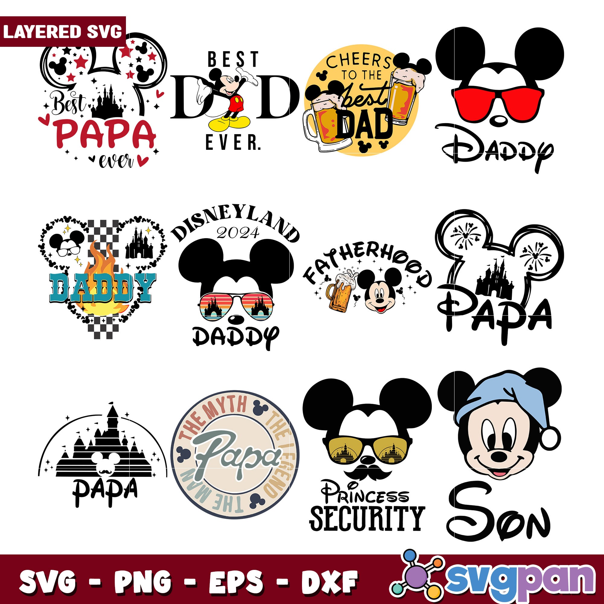 Mickey Mouse Dad SVG Bundle Papa, Daddy Designs – svgpan