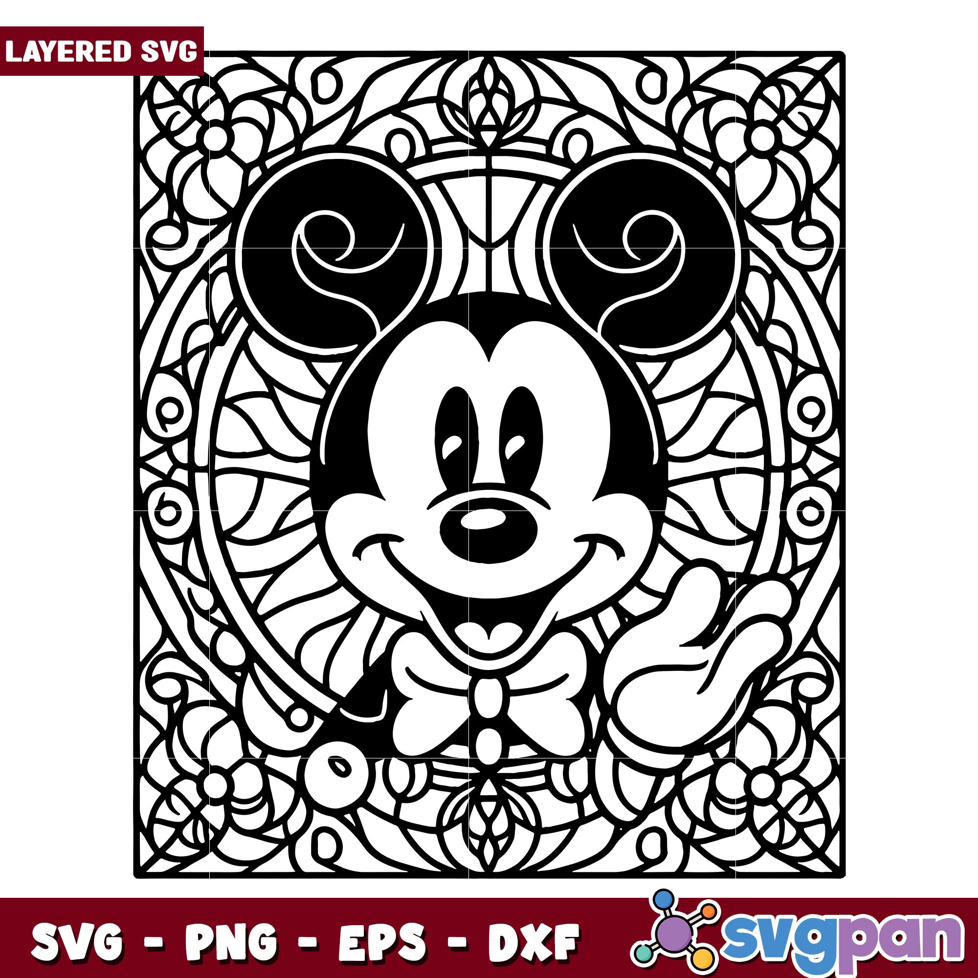 Mickey Mouse SVG Coloring Page Mandala – svgpan
