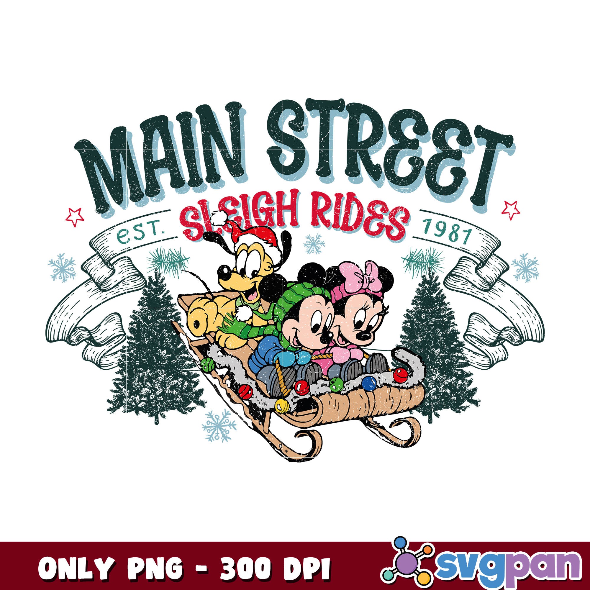 Mickey main street Sleigh Rides png, mickey mouse christmas png – svgpan