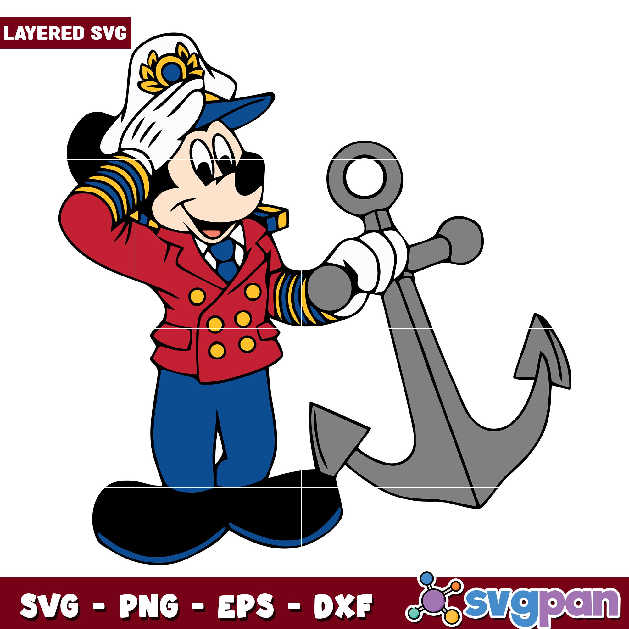 Mickey mouse cruise captain with the anchor svg, mickey mouse svg, dis ...