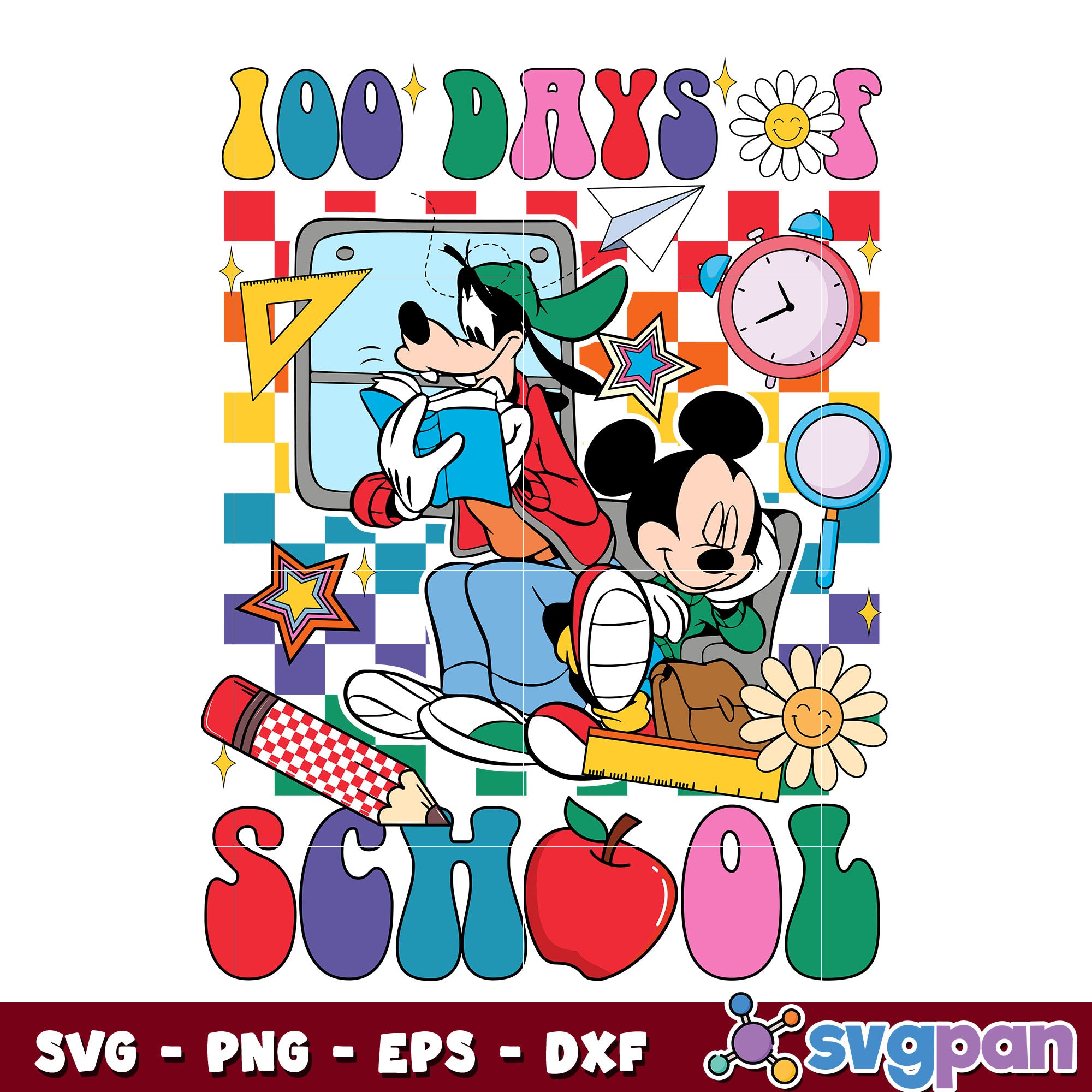Mickey muose 100 day of school svg, back to school svg, mickey mouse b ...