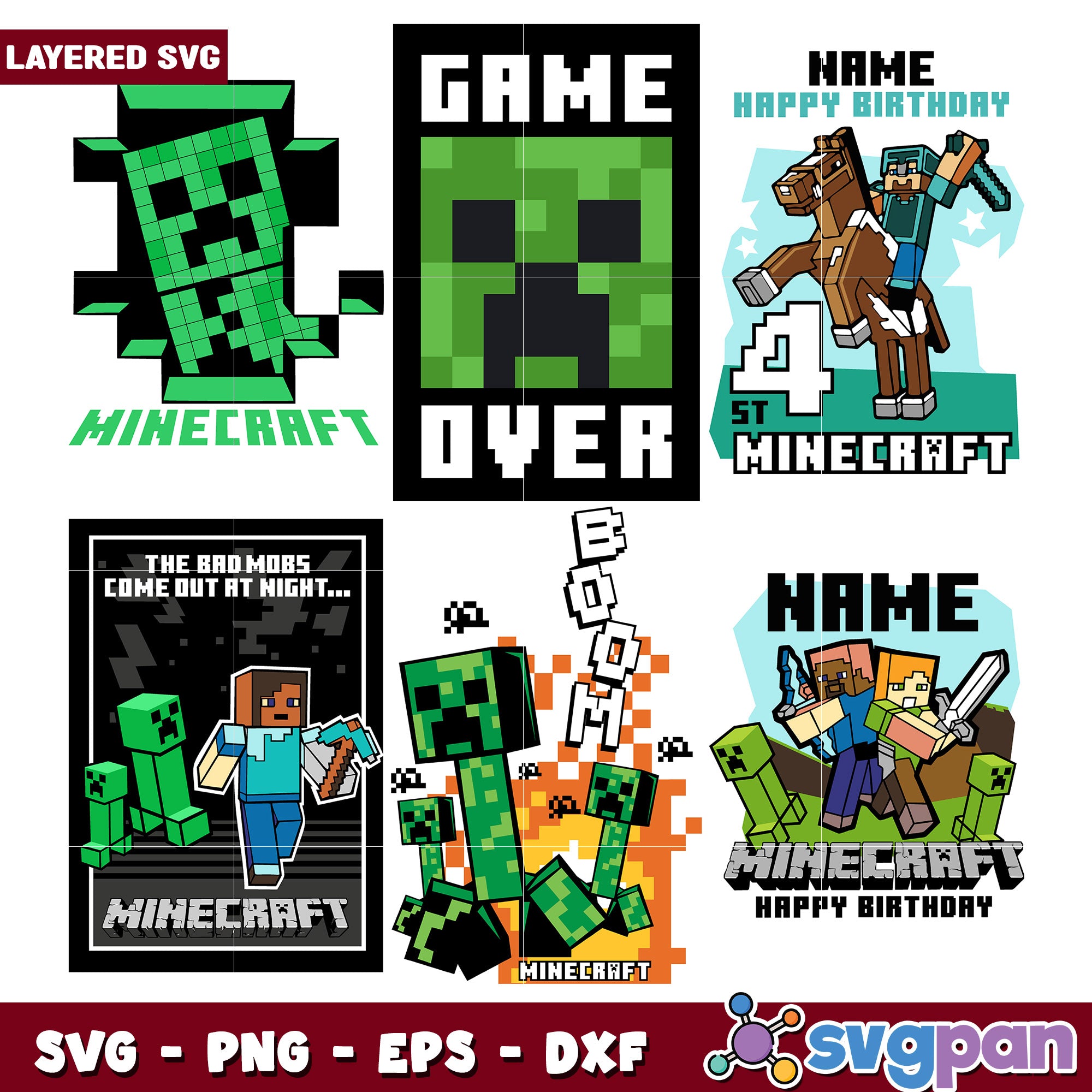Minecraft SVG Bundle Birthday & Game Designs – svgpan
