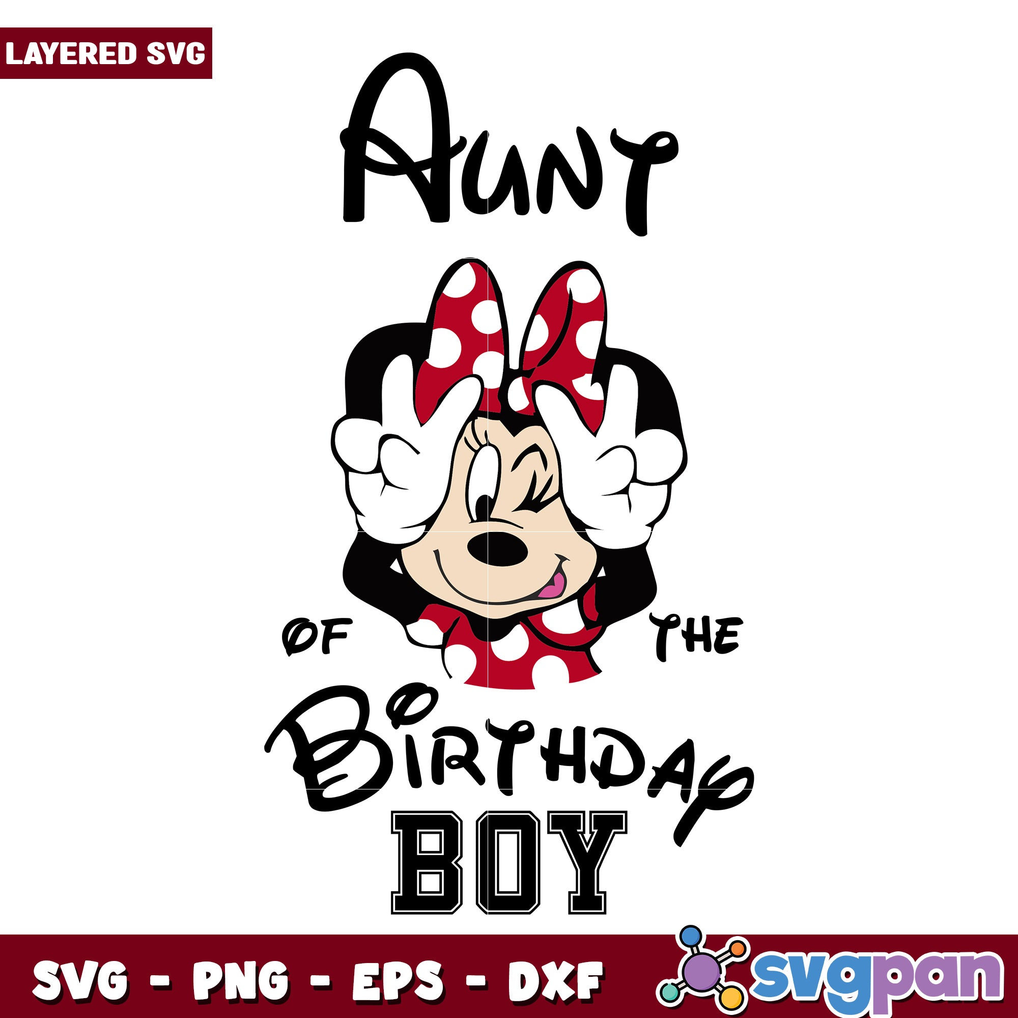 Minnie Mouse Aunt Birthday Boy SVG – svgpan