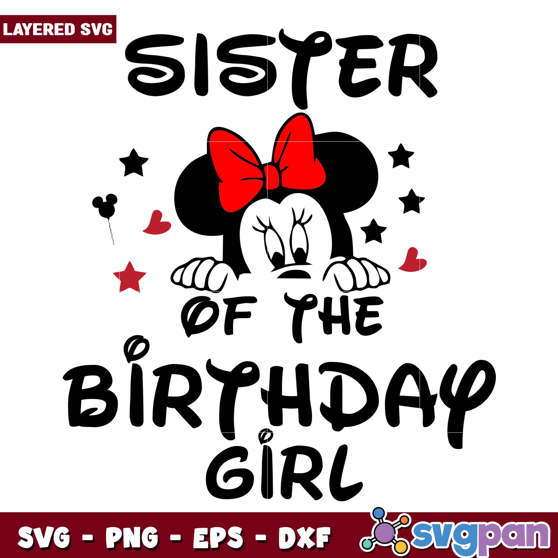 Minnie Mouse Birthday Sister SVG – svgpan
