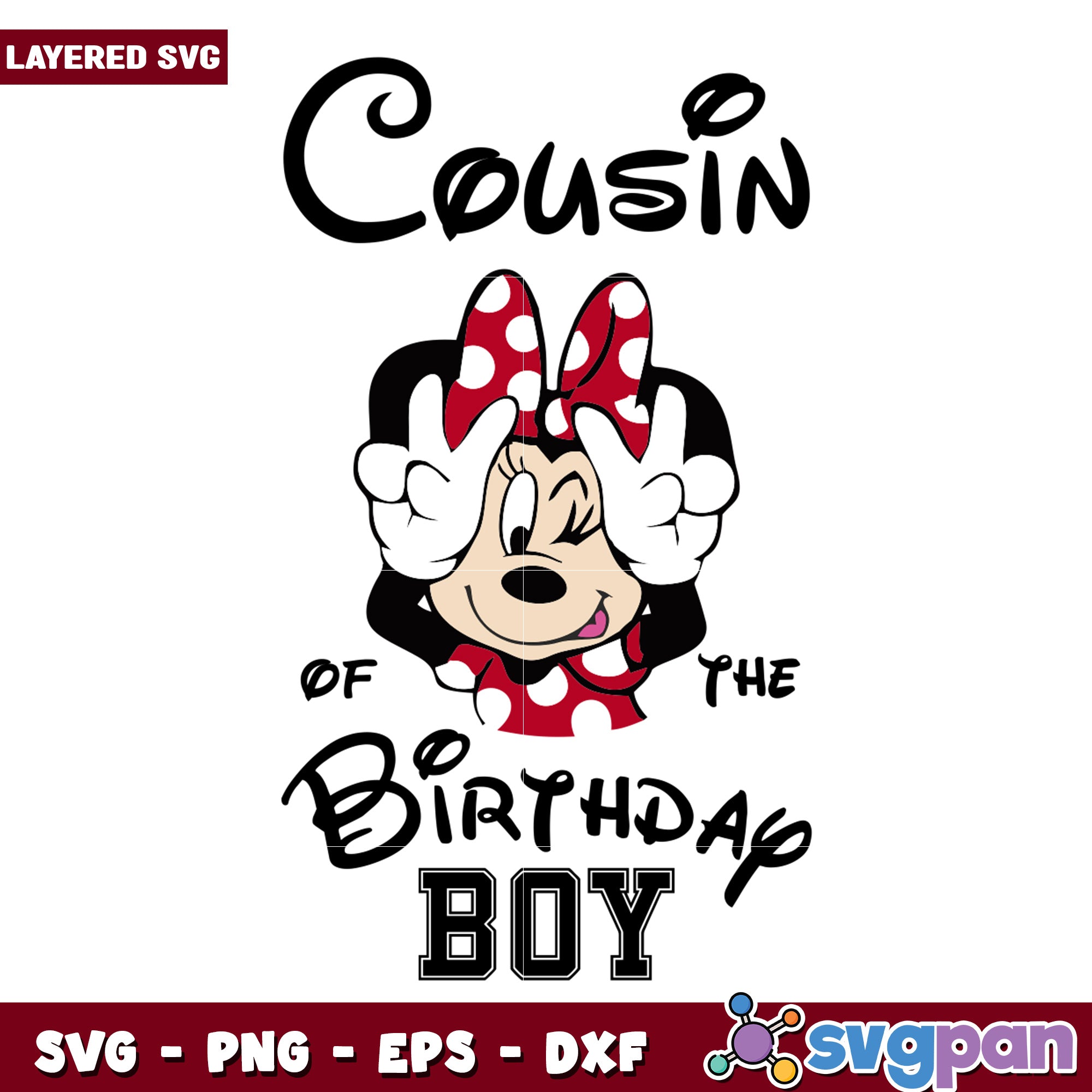 Minnie Mouse Cousin Birthday Boy SVG – svgpan