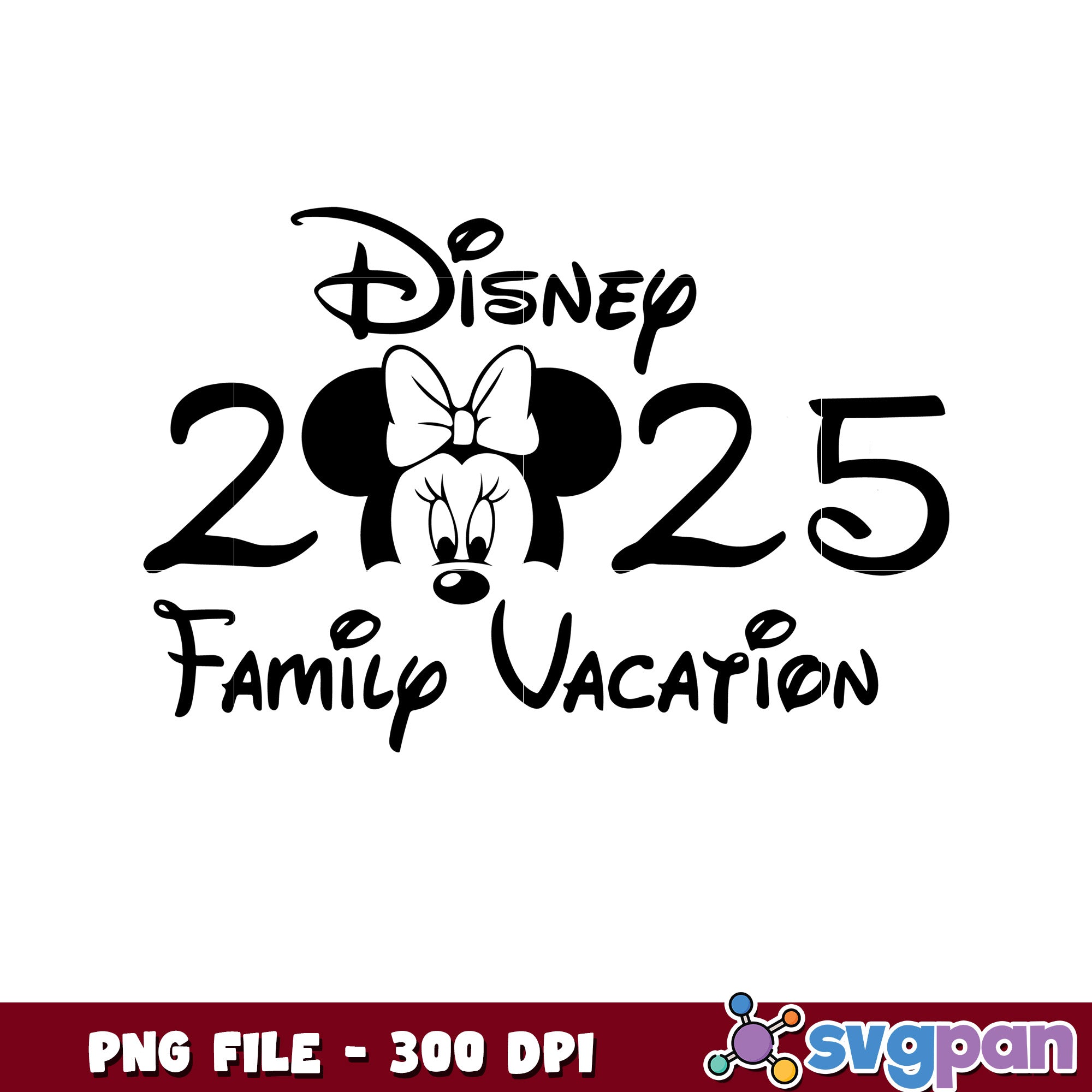 Minnie Mouse Disney Family Vacation 2025 PNG – svgpan