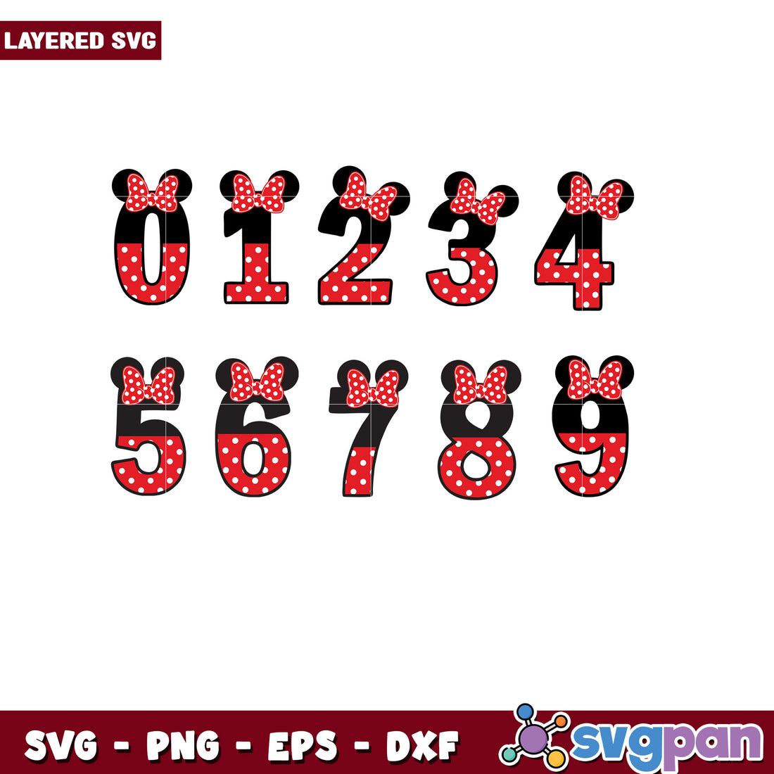 Minnie Mouse Numbers SVG Bundle – svgpan