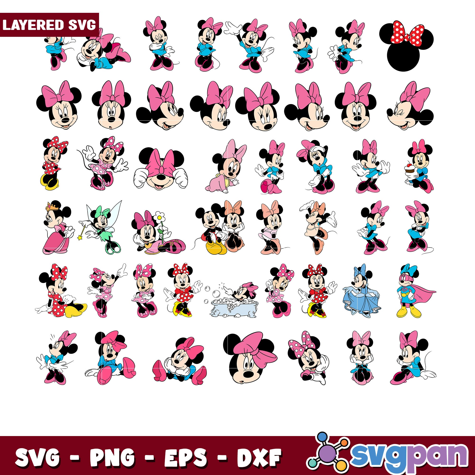 Minnie Mouse SVG Bundle Layered PNG EPS DXF – svgpan