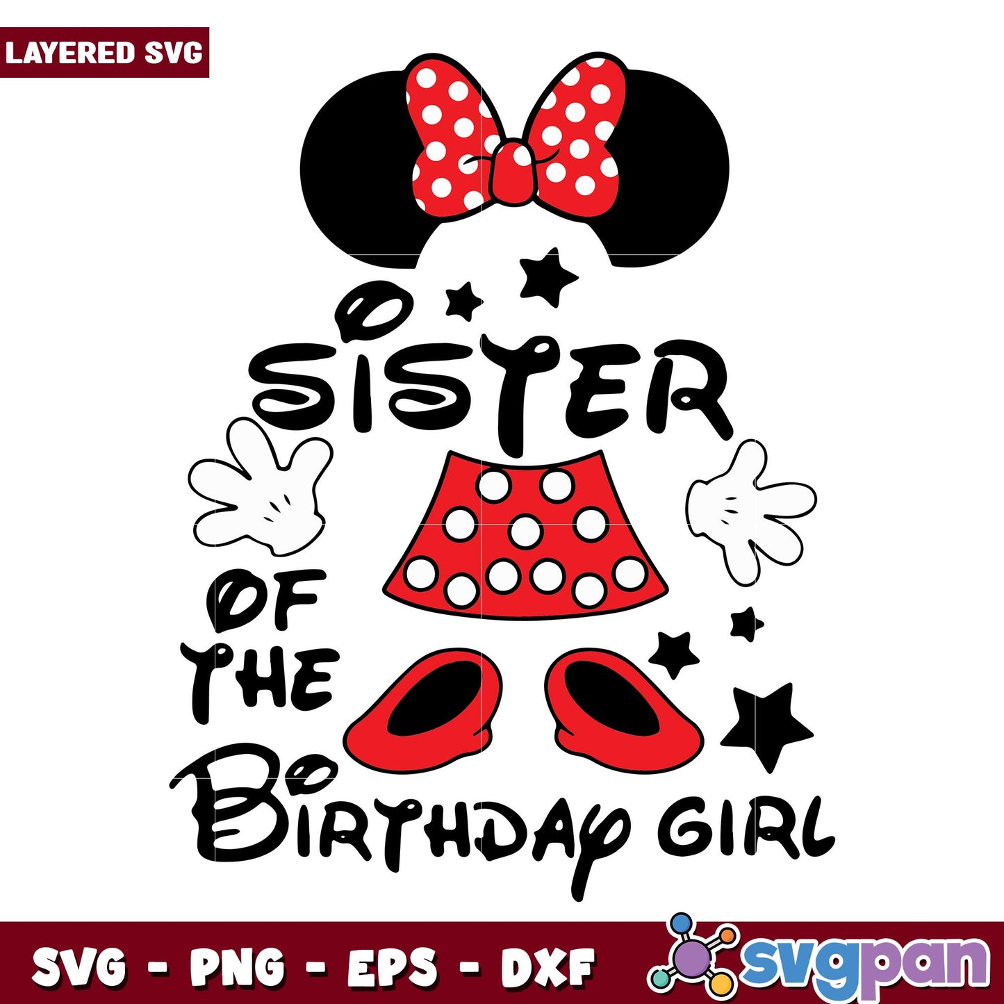 Minnie mouse sister of the birthday girl svg, Disney characters svg, D ...