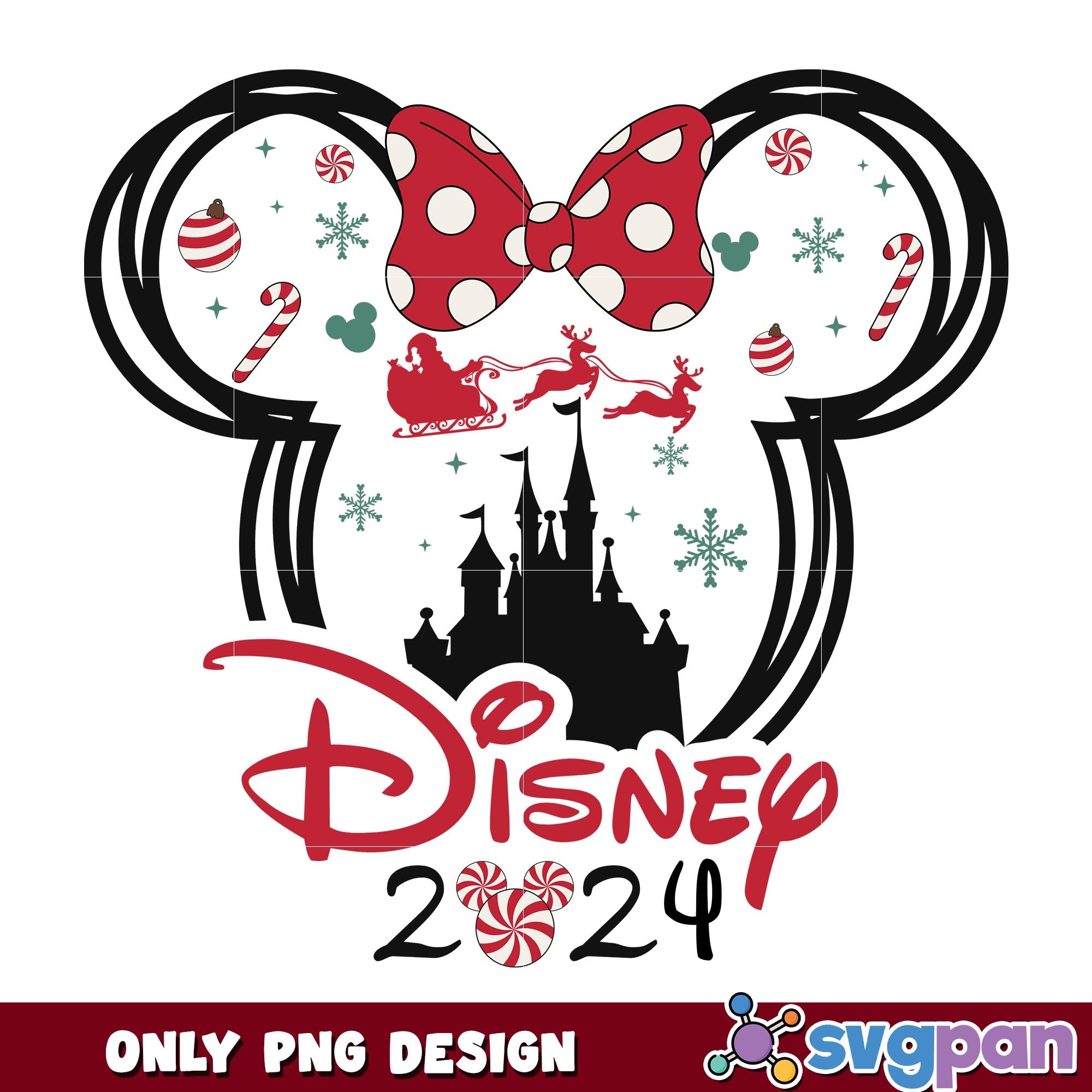 Minnie head disney 2024 christmas png, minnie mouse christmas png – svgpan