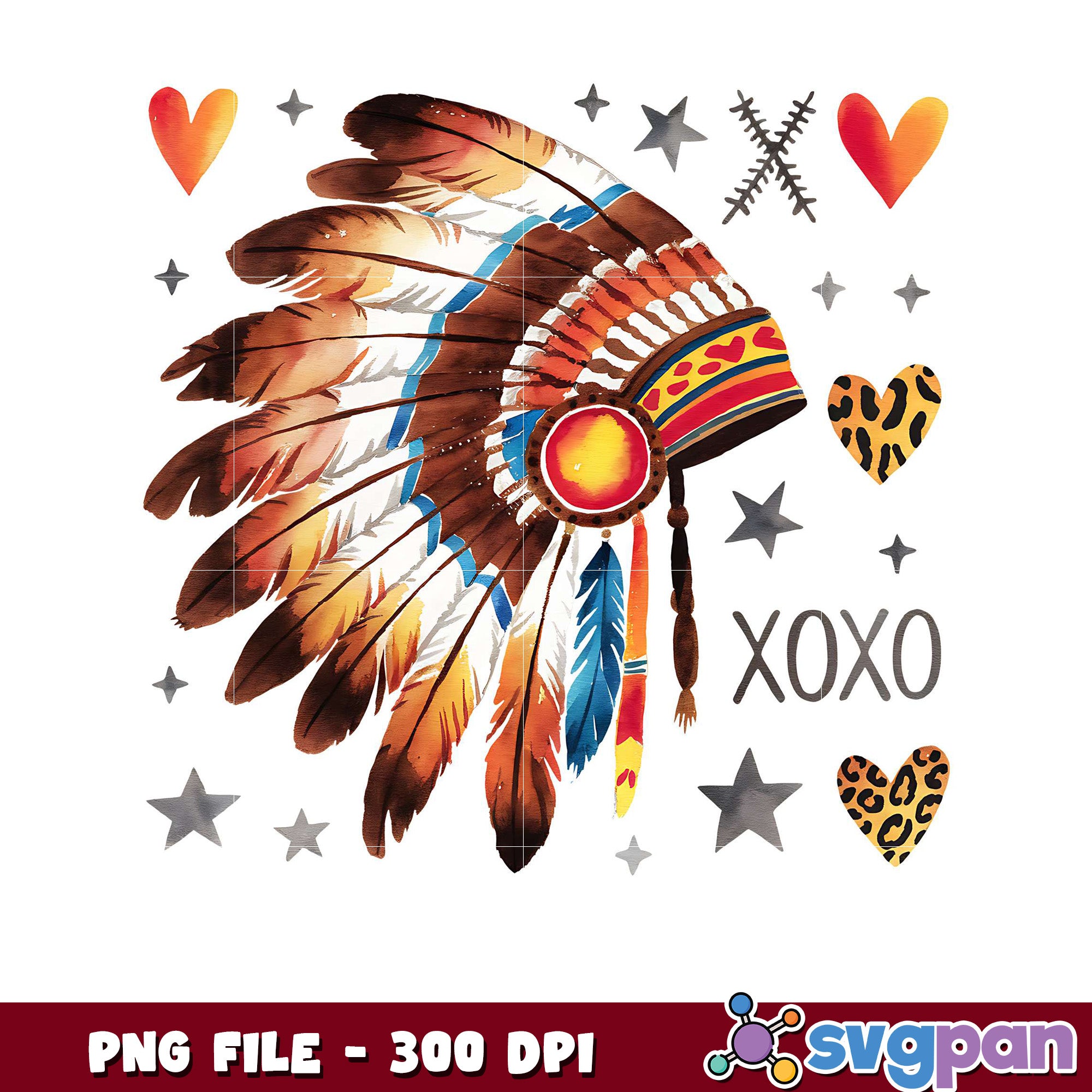 Native American Feather Headdress Art PNG File, Instant Download – svgpan