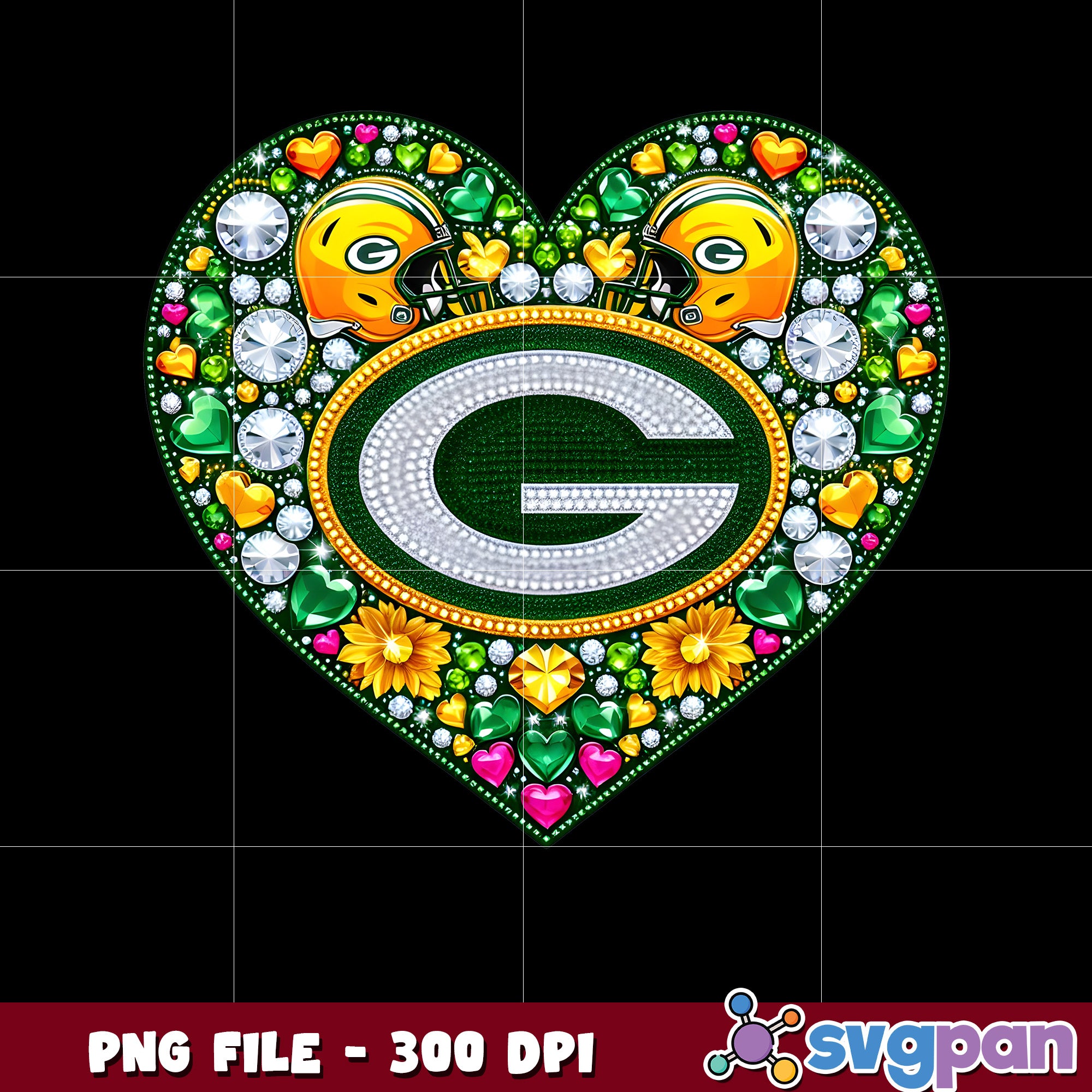 Nfl diamond heart green bay packers png, super bowl 2025 png, national ...