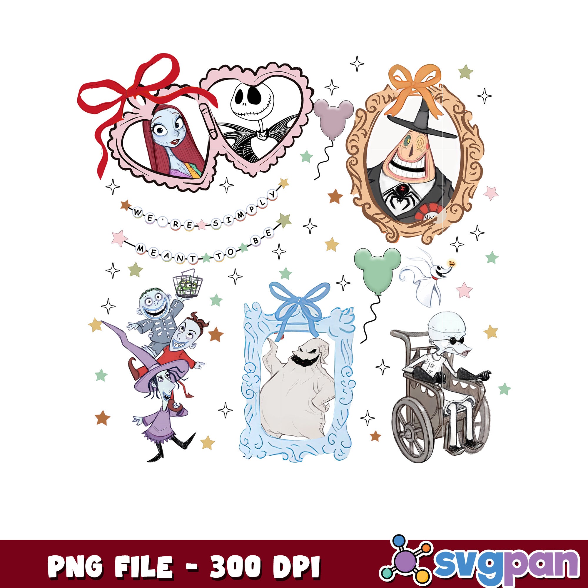 Nightmare Before Christmas Character Art PNG Design Bundle – svgpan