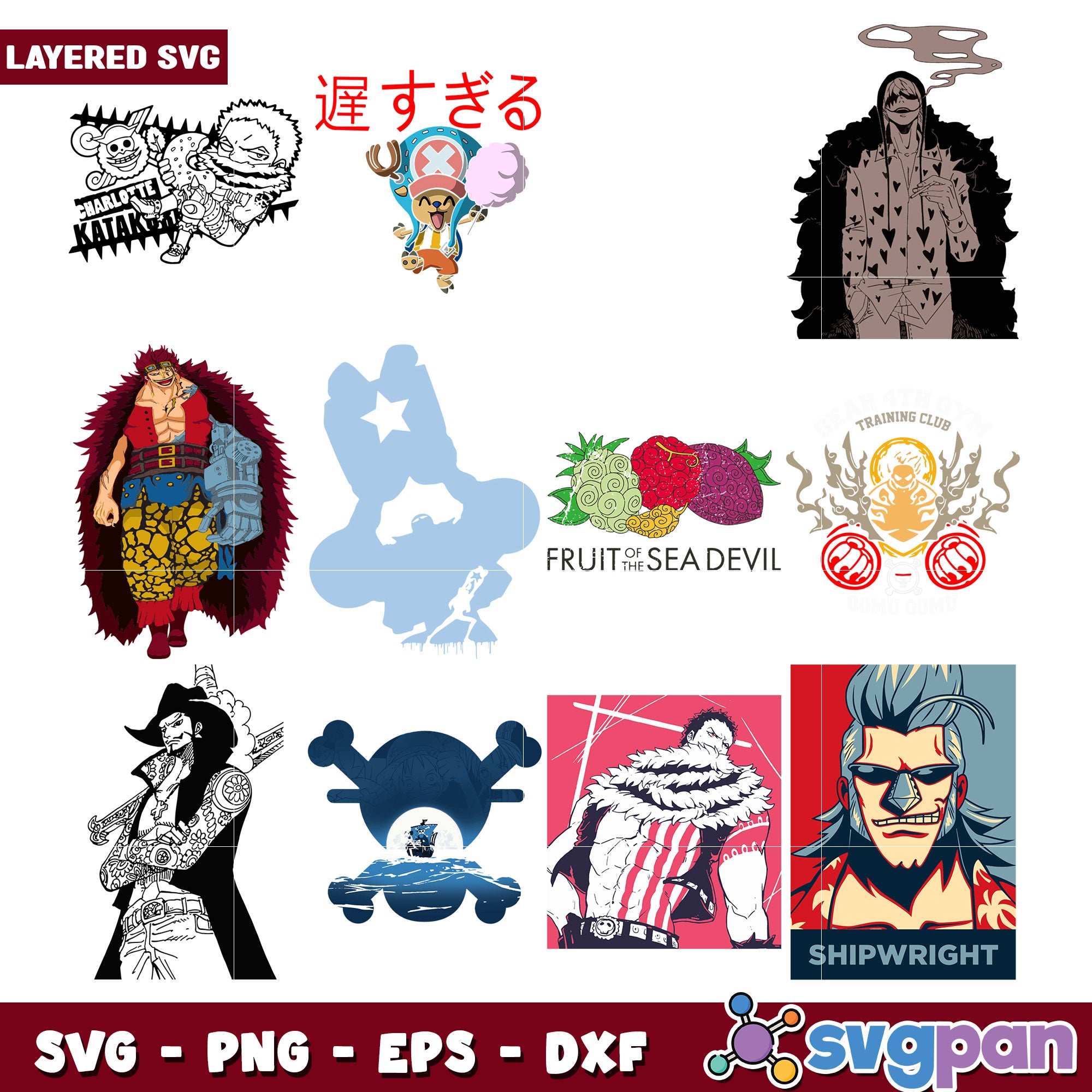 One Piece Character SVG Bundle for Craft Projects – svgpan