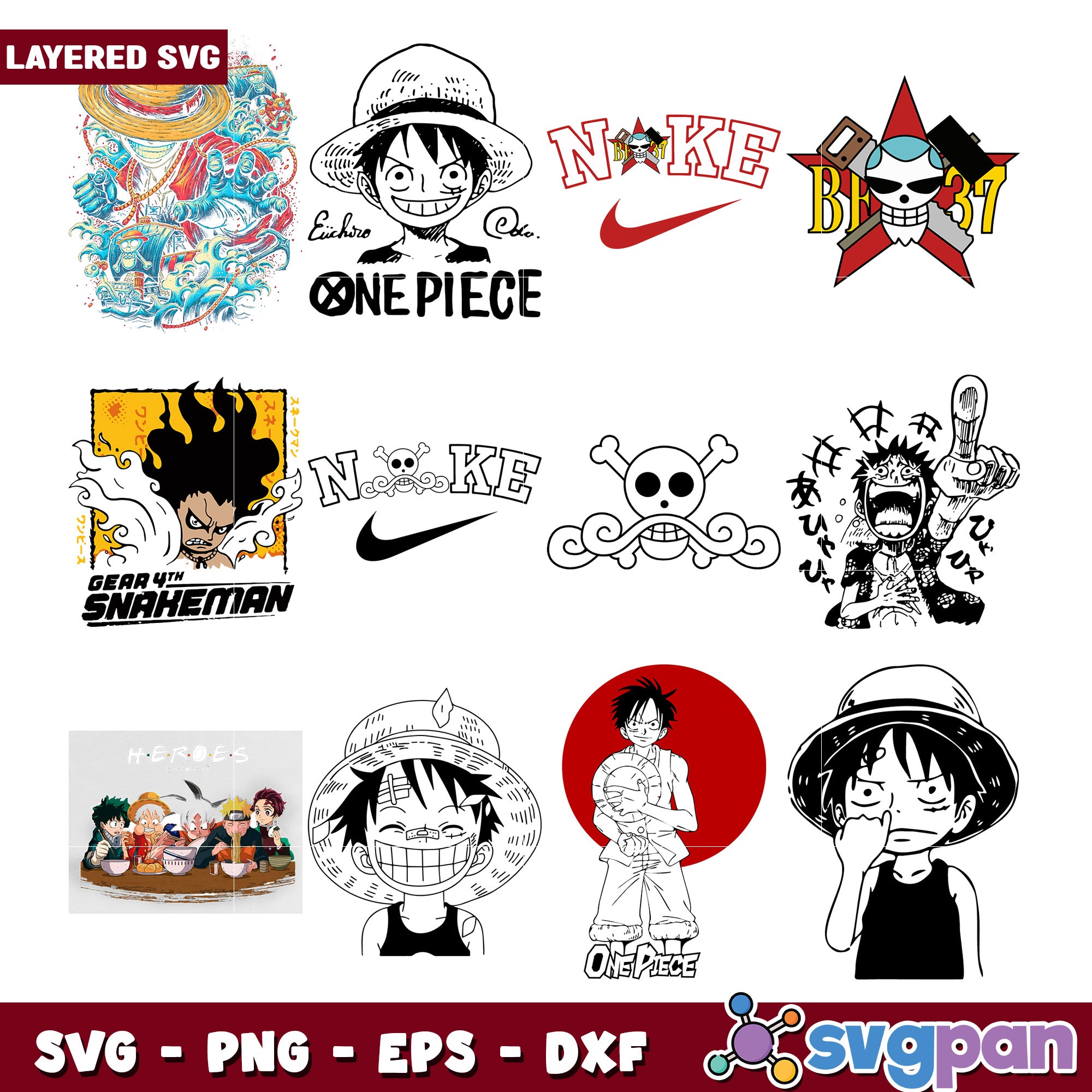 One Piece SVG Bundle Layered Designs – svgpan