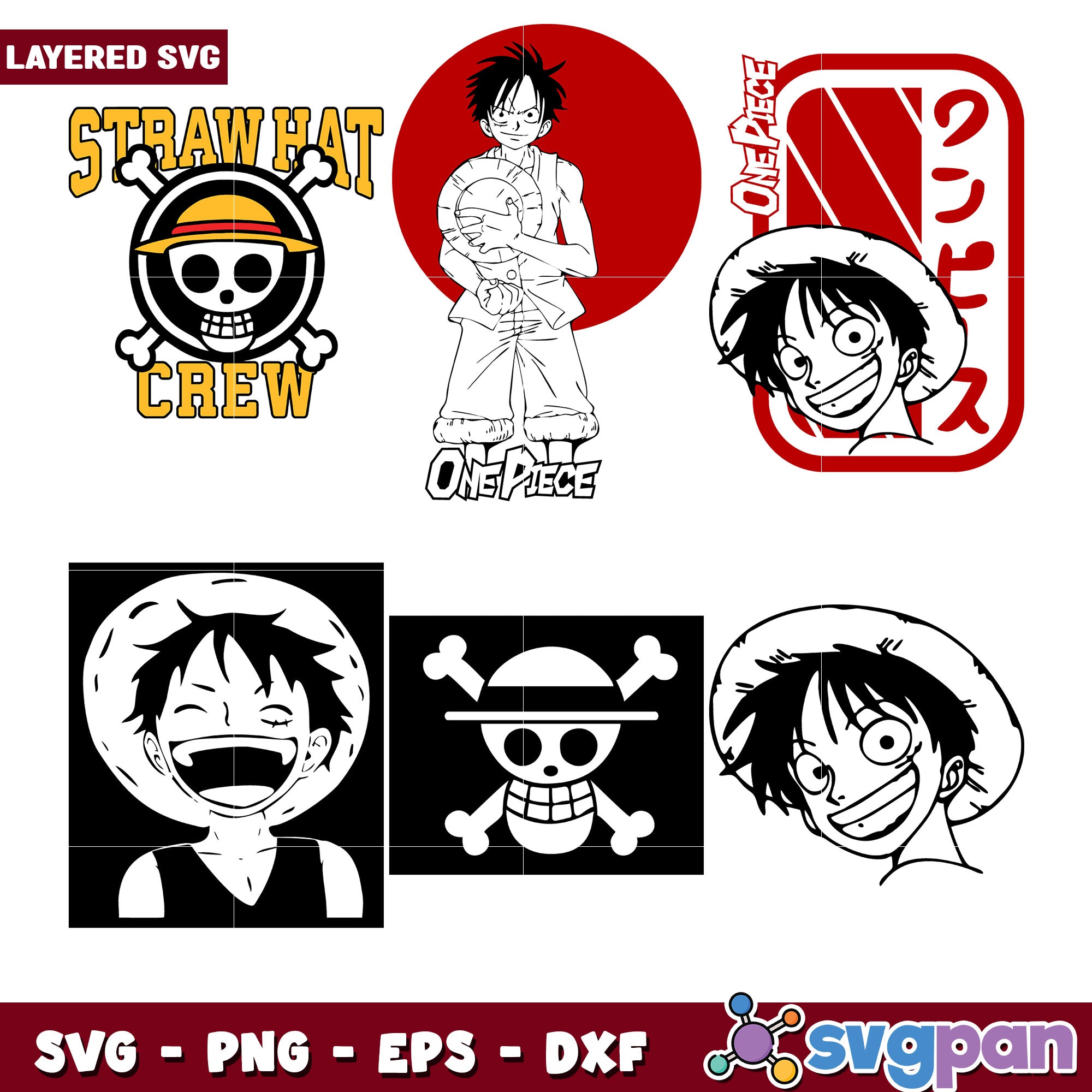 One Piece Straw Hat Crew SVG Bundle – svgpan