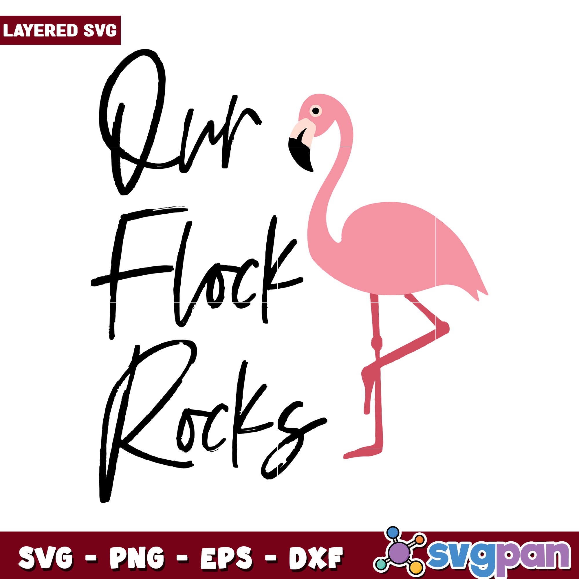 Our Flock Rocks Flamingo SVG Design, Perfect for Crafting Projects – svgpan