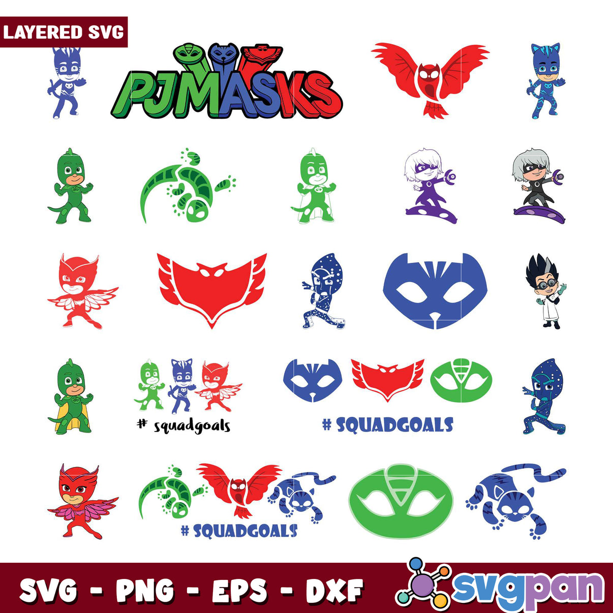 PJ Masks SVG Bundle Layered Designs – svgpan